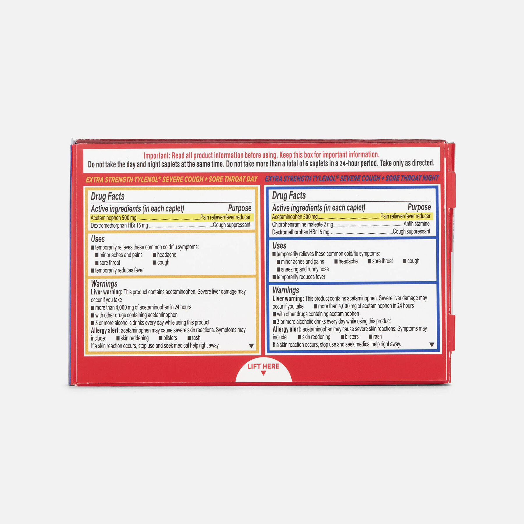 HSA Eligible Tylenol Cold Extra-Strength Severe Cough + Sore Throat Day ...