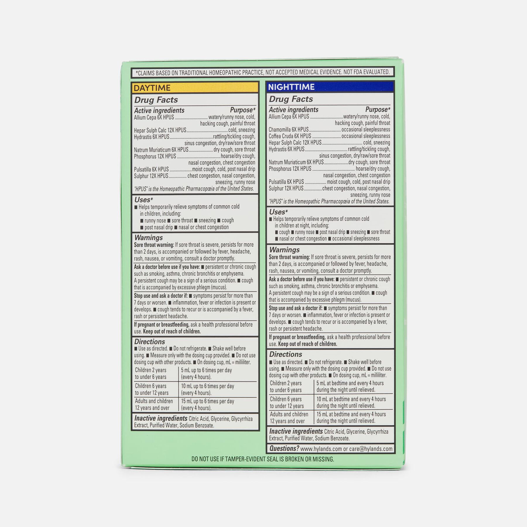 HSA Eligible Hyland's Kids Cold & Cough Day & Night Combo Pack, Two 4 ...