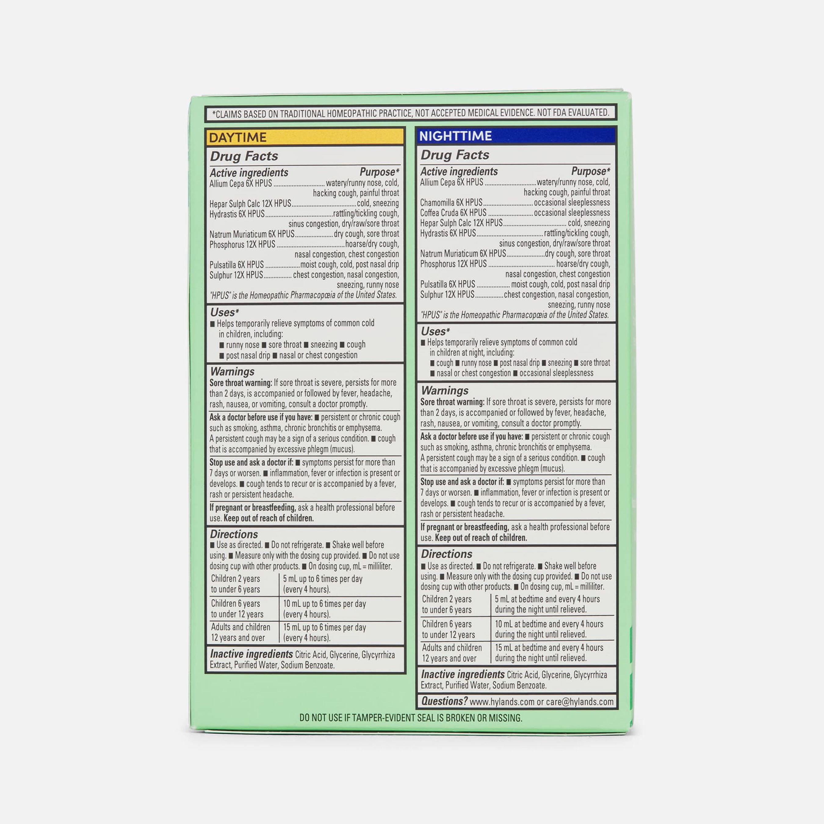 HSA Eligible Hyland's Kids Cold & Cough Day & Night Combo Pack, Two 4 ...