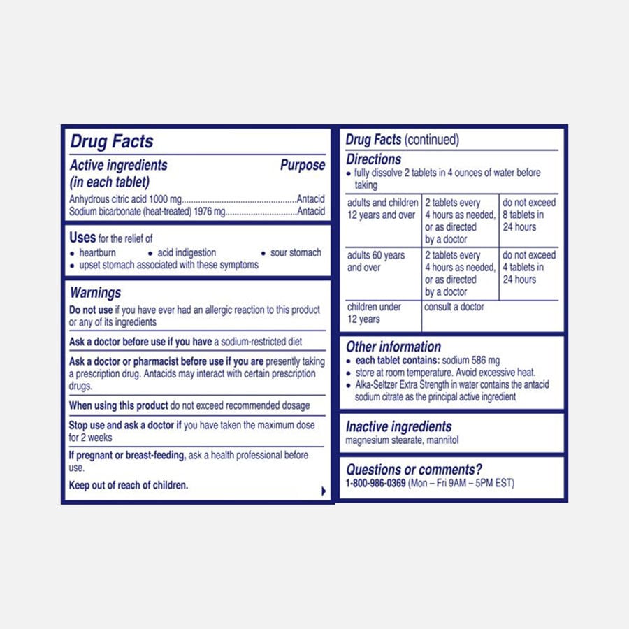 Alka-Seltzer Effervescent Tablets, Extra Strength, 24 ct.