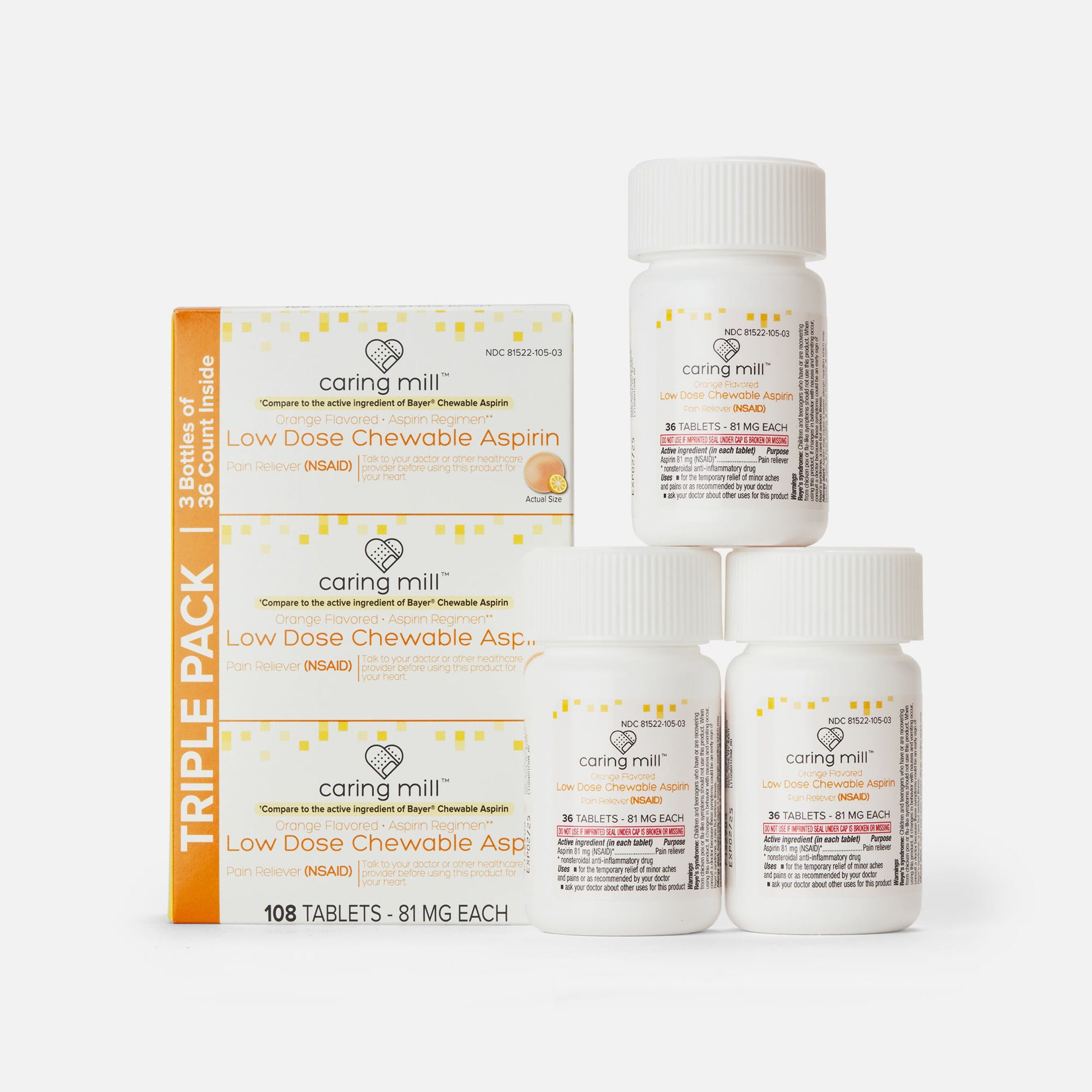 HSA Eligible Caring Mill™ Aspirin Chewable Tablets Pain Reliever (NSAID ...