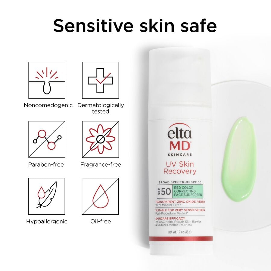 HSA Eligible EltaMD UV Skin Recovery Red Color Correcting Green Tint ...