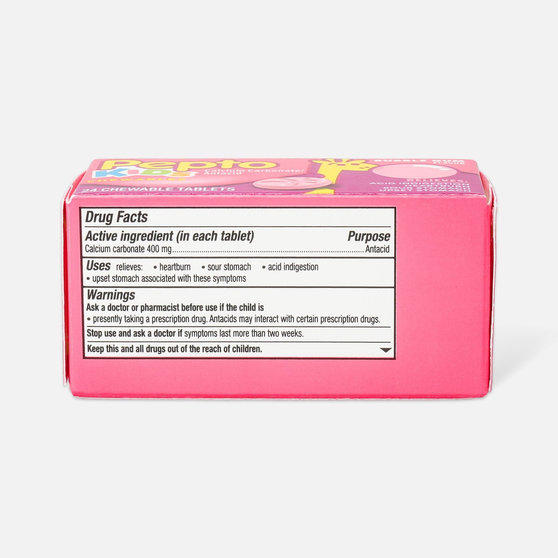 HSA Eligible Pepto Kids Antacid Chewable Tablets, Bubble Gum, 24 ct ...