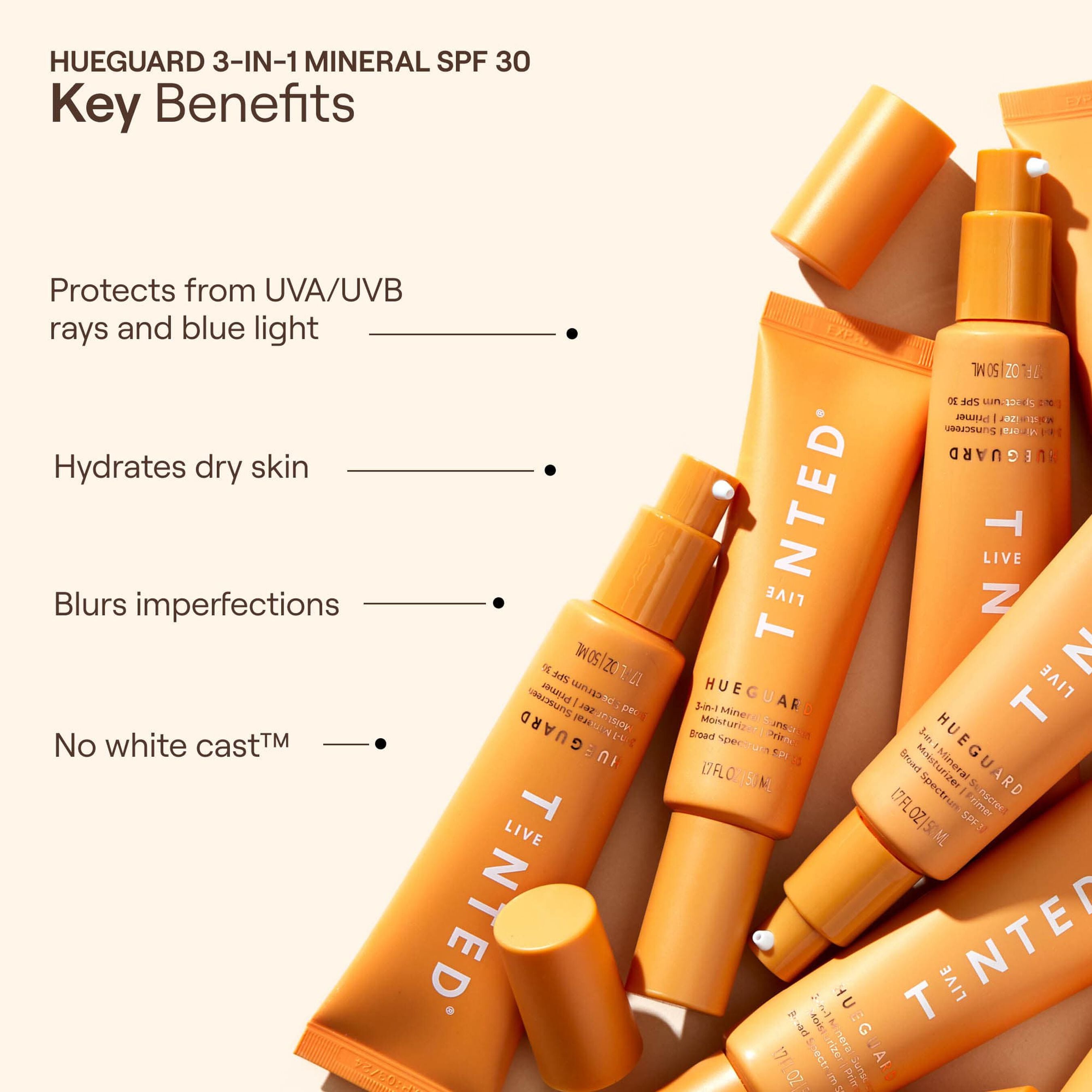 HSA Eligible Live Tinted Hueguard 3-in-1 Mineral Sunscreen, Moisturizer ...