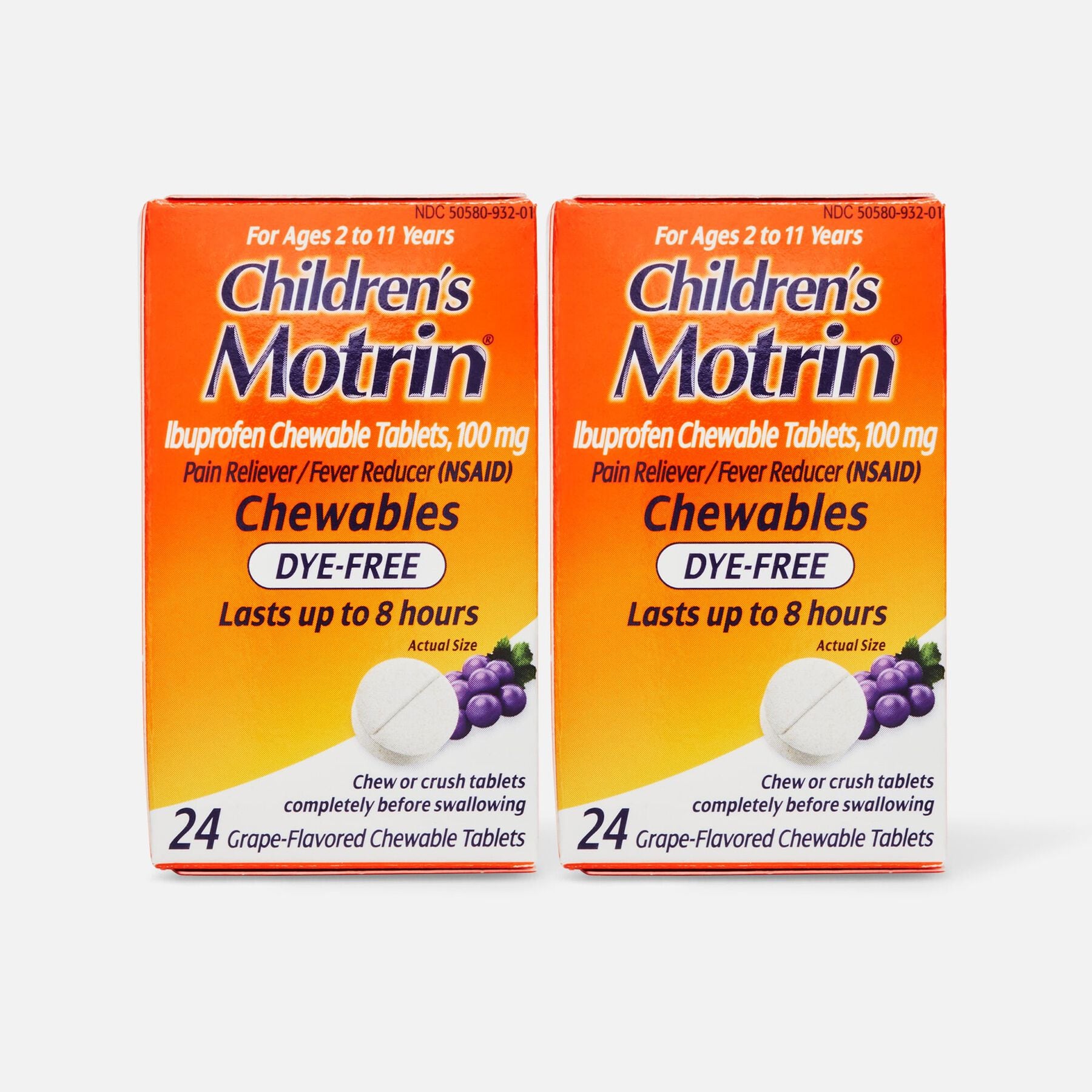 HSA Eligible Children's Motrin Dye-Free Ibuprofen Chewable Tablets for ...
