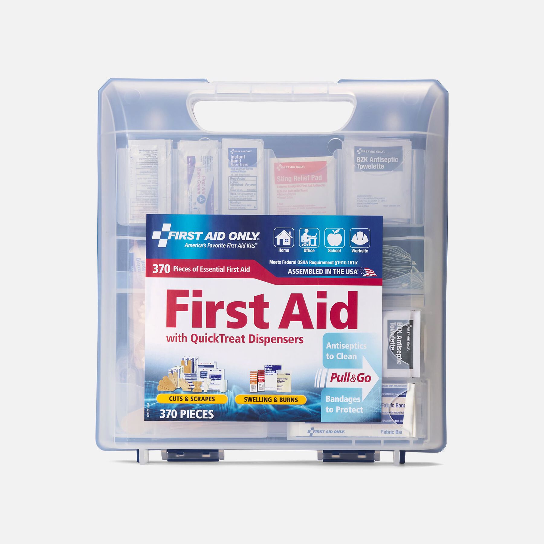 HSA Eligible First Aid Only QuickTreat Dispenser Plastic First Aid Kit ...