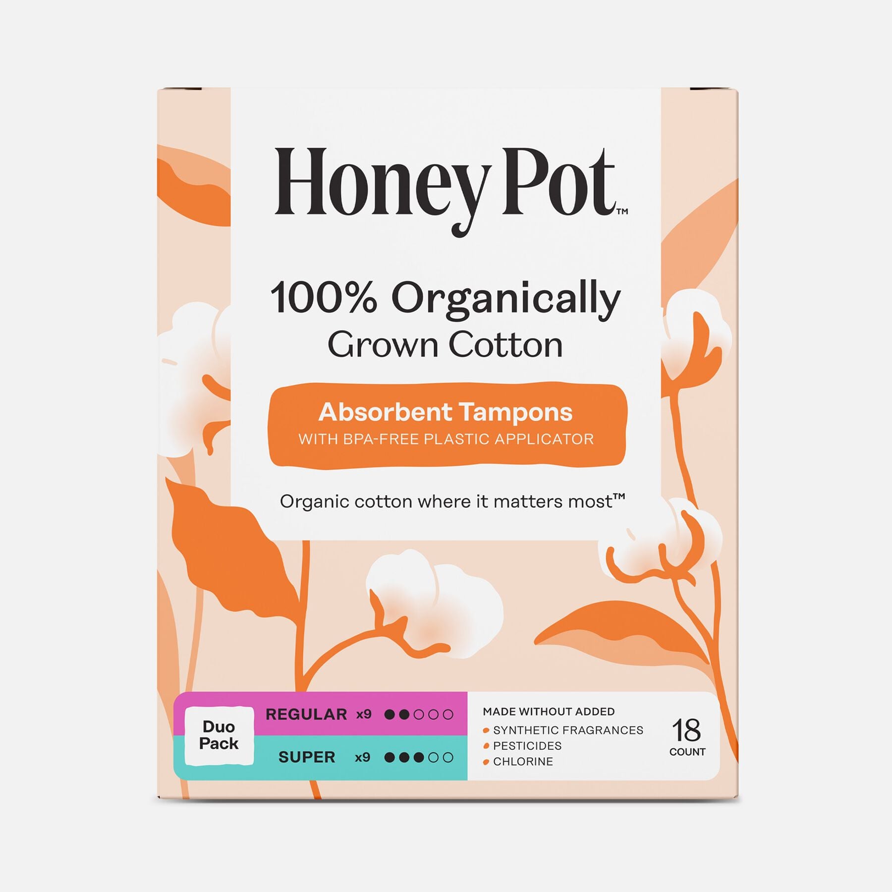 HSA Eligible The Honey Pot Duo Pack Organic Cotton BPA Free Applicator ...