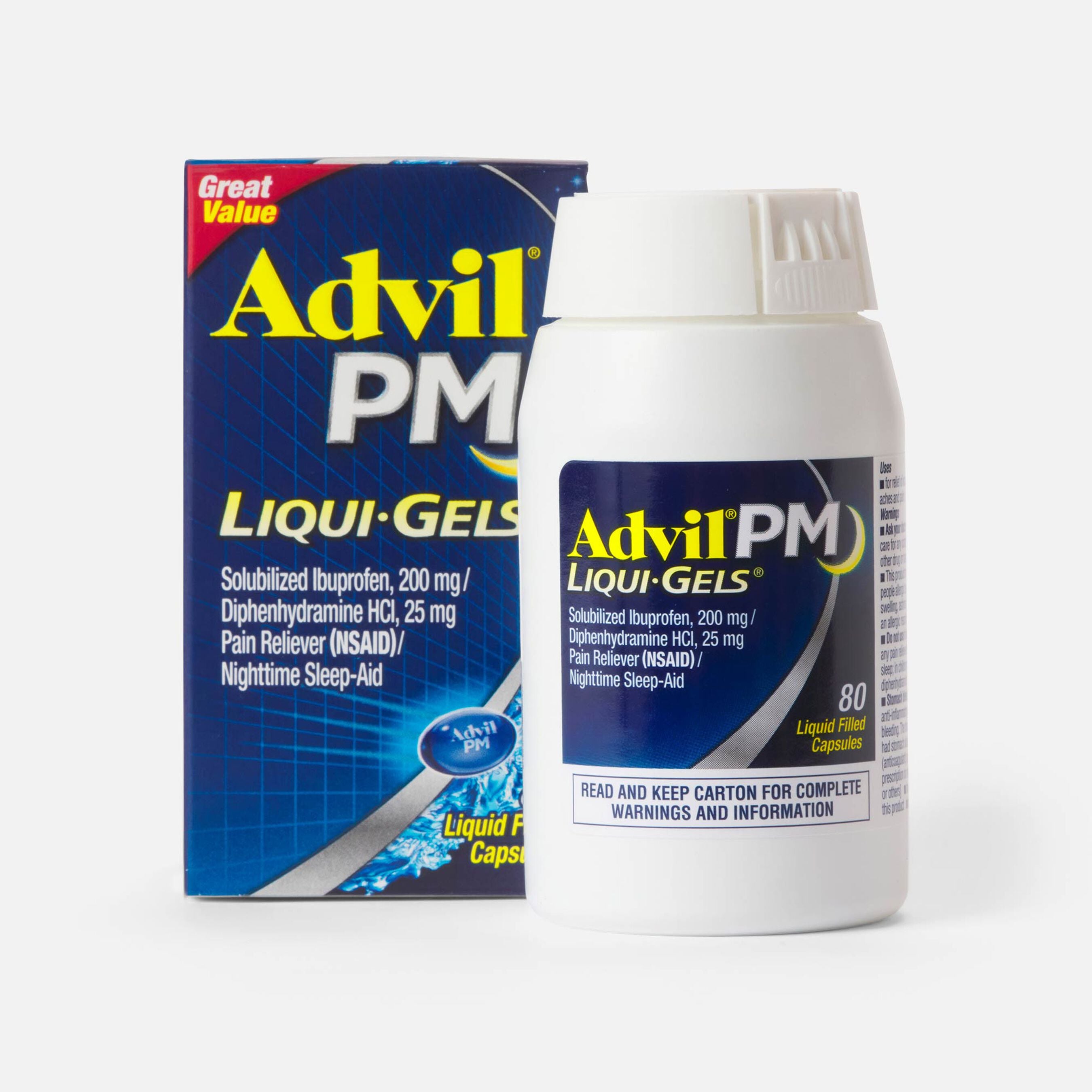 HSA Eligible Advil Pain PM Reliever & Nighttime Sleep Aid Liqui-Gels ...