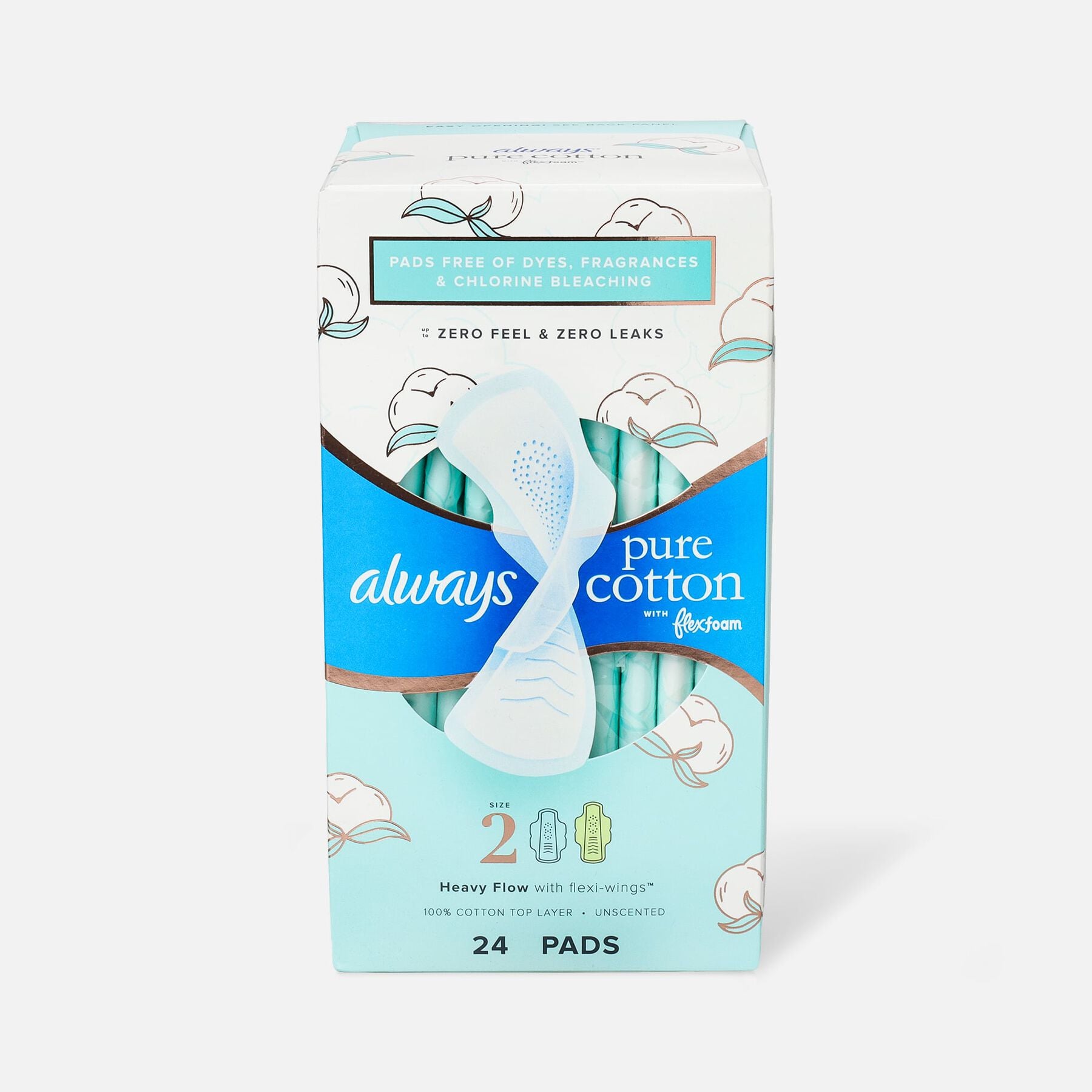 HSA Eligible Always Pure Cotton with FlexFoam Pads for Women Size 2 ...