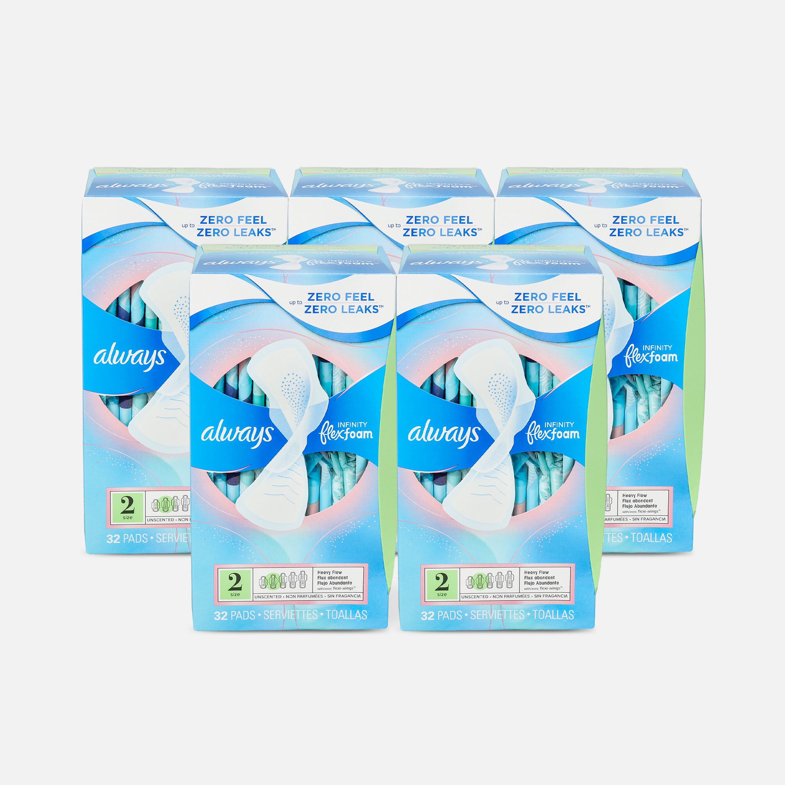 HSA Eligible Always Infinity FlexFoam Pads for Women Size 2 Heavy Flow ...