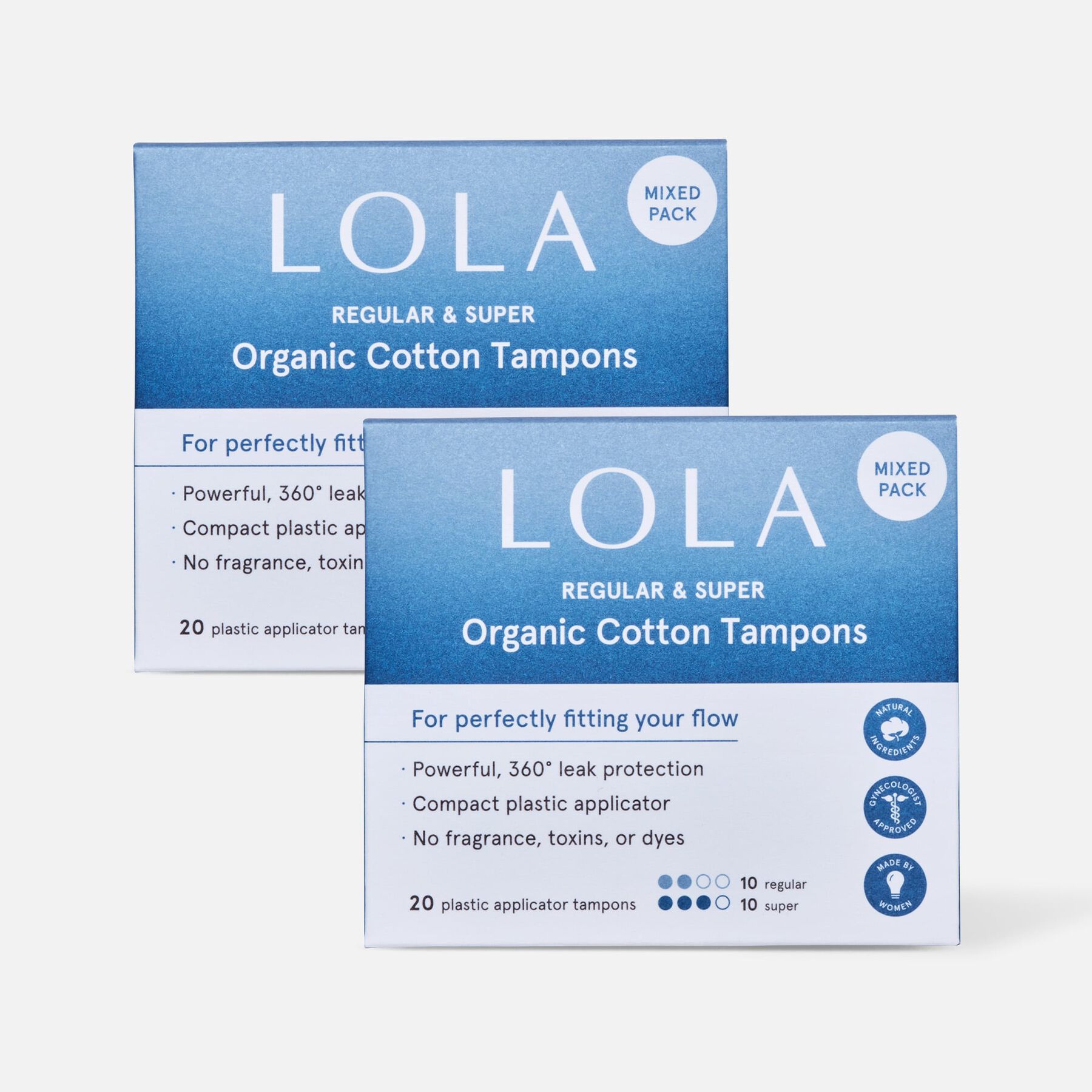 HSA Eligible LOLA Assorted Regular & Super Tampons, 20 ct. (2-Pack ...