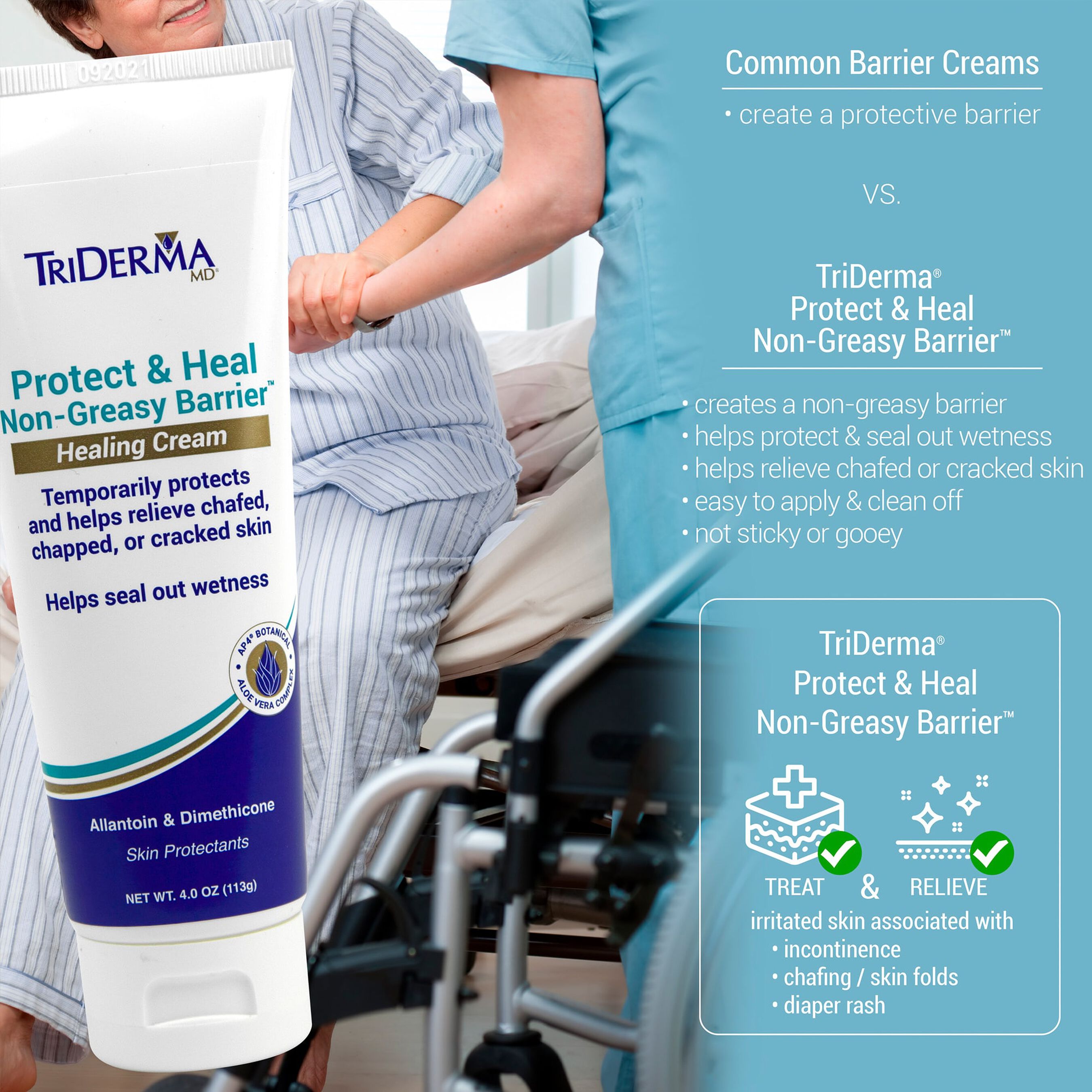 TriDerma Protect & Heal Non-Greasy Barrier™ Healing Cream, 4 oz. Tube