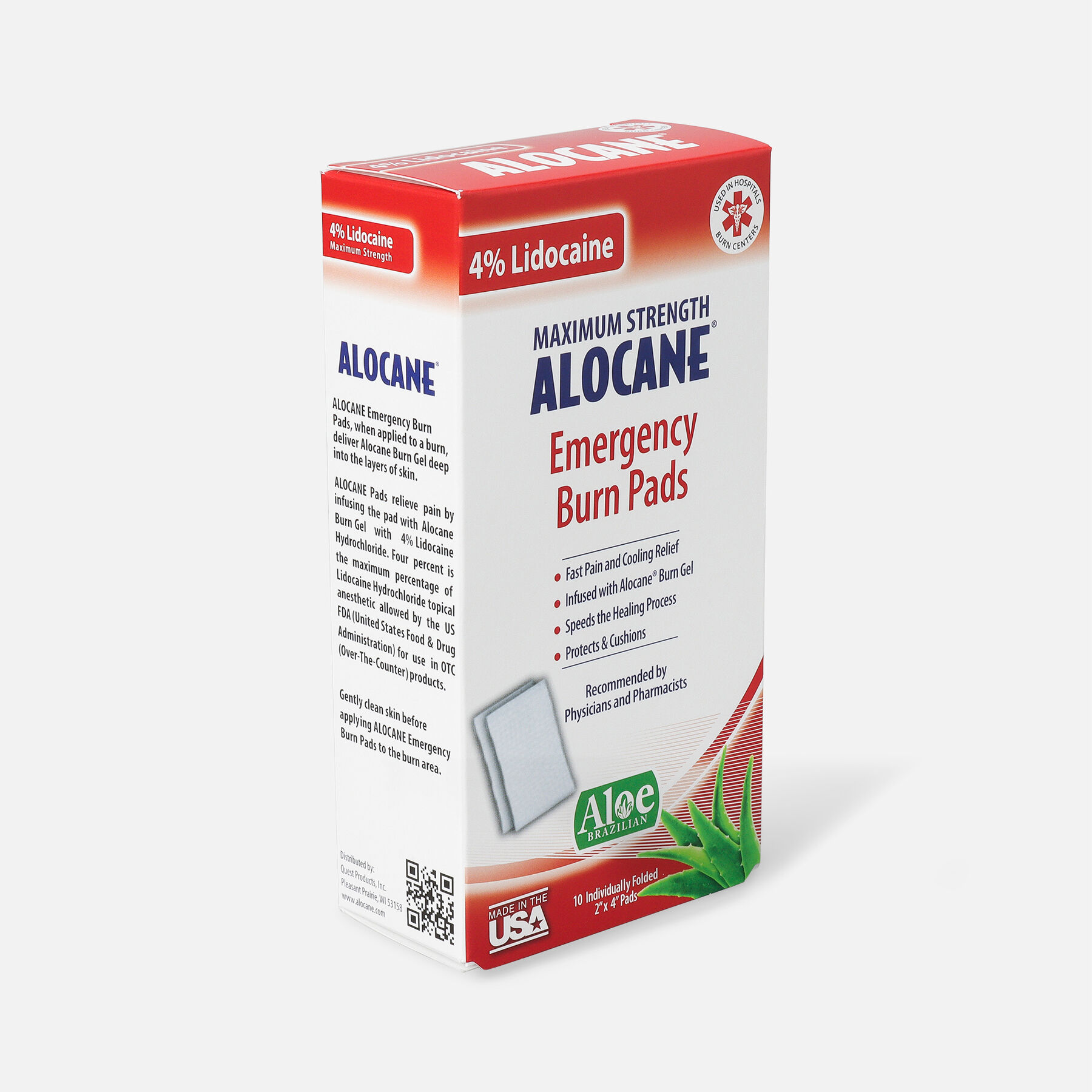 Alocane Maximum Strength Emergency Burn Pads, 10 ct.