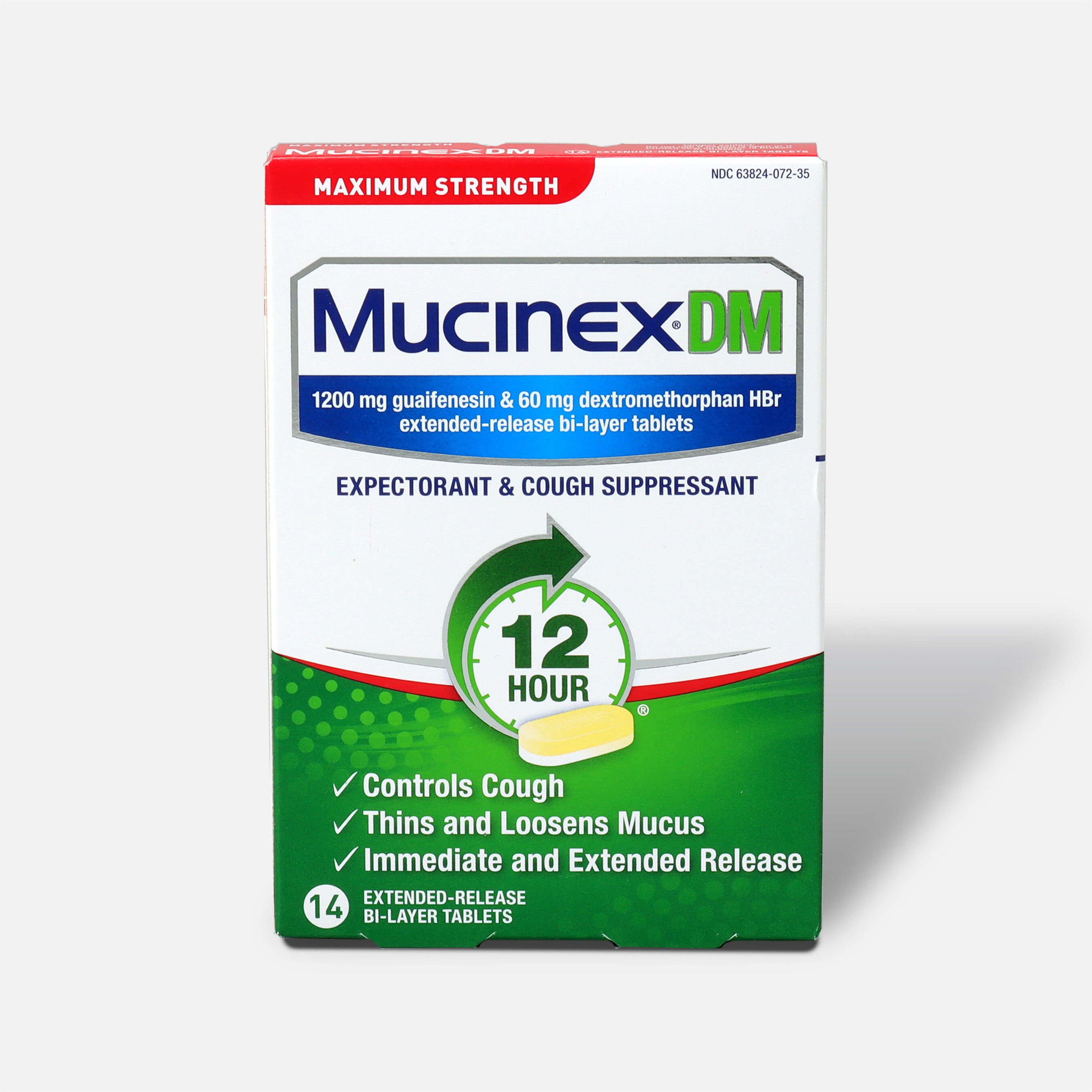 HSA Eligible Mucinex Max Strength Extended Release Bi-Layer Tablets, 14 ...