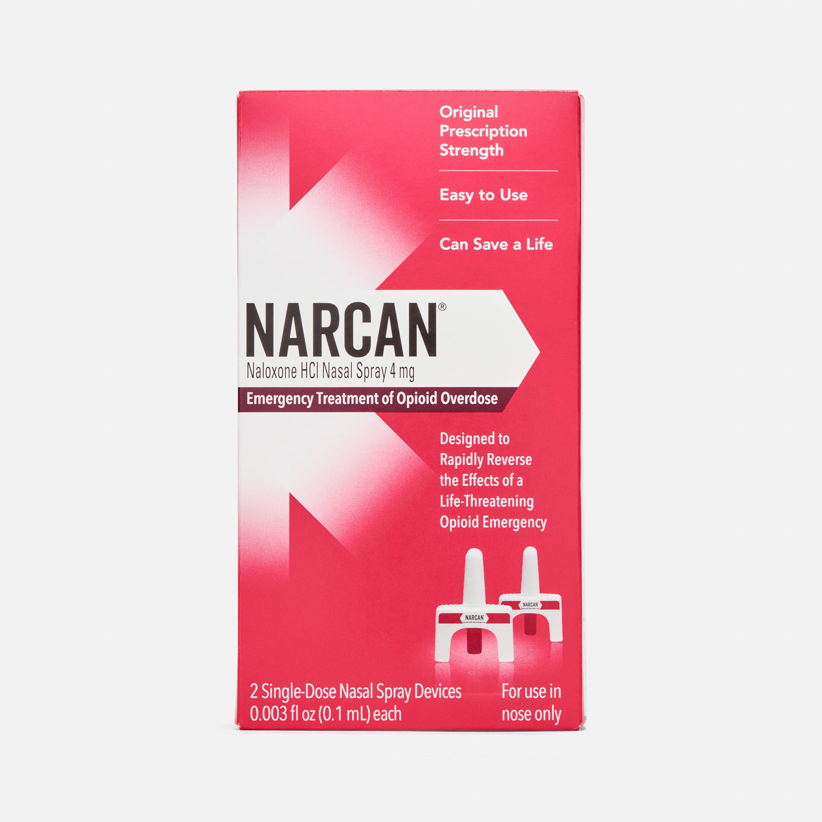 HSA Eligible Narcan Naloxone HCI Nasal Spray, 4mg (2-Pack) | HSA Eligible