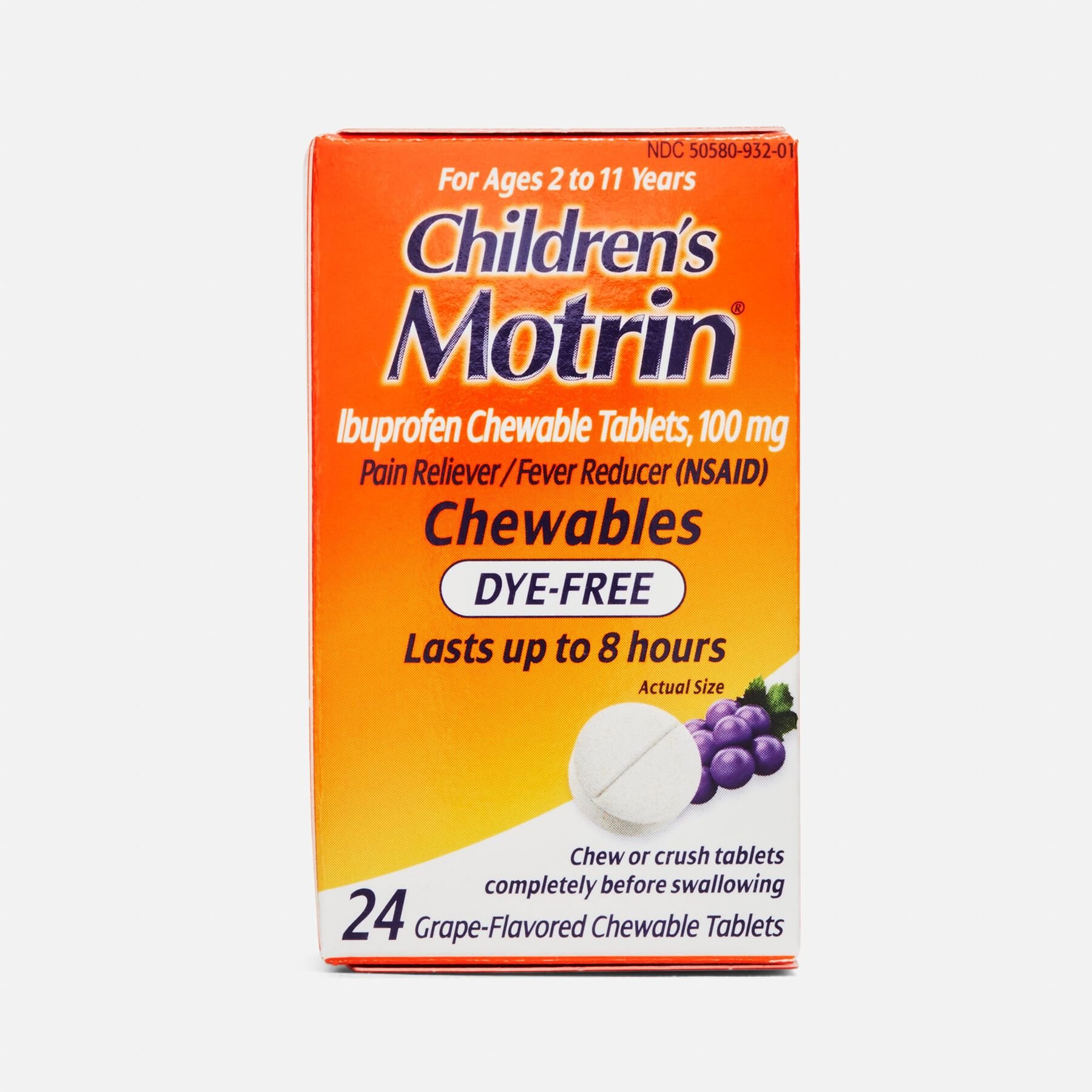 HSA Eligible Children's Motrin Dye-Free Ibuprofen Chewable Tablets for ...