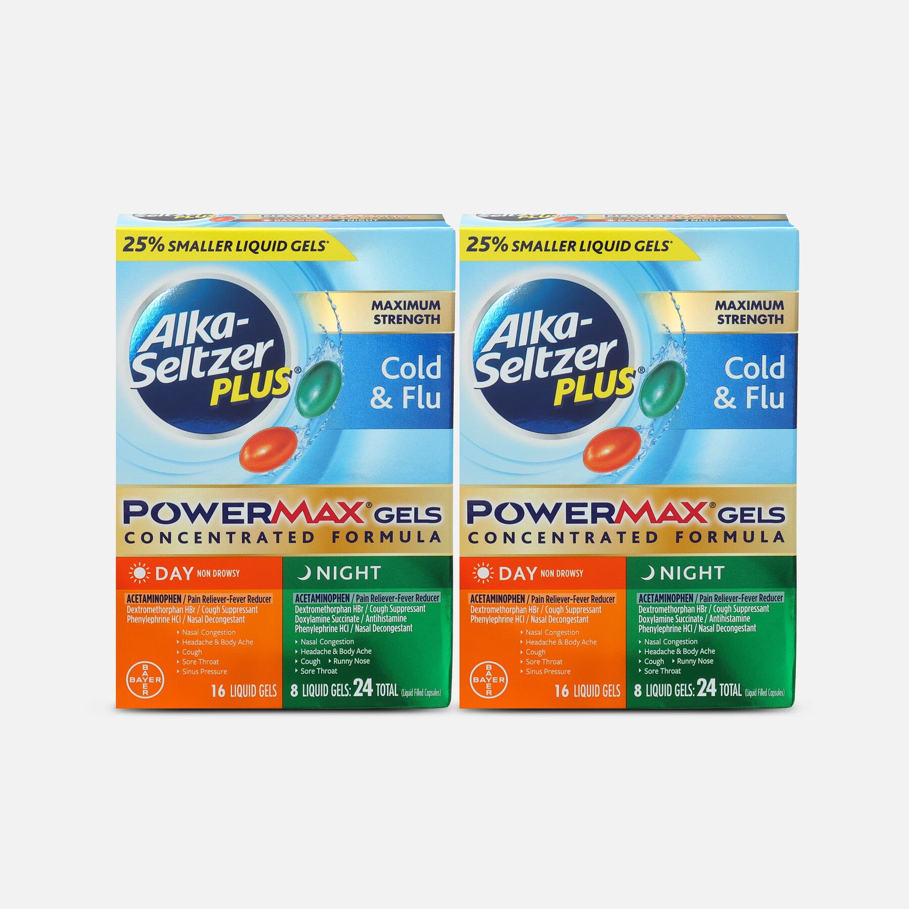 HSA Eligible Alka-Seltzer Plus PowerMax Gels, Cold & Flu, Day & Night, 36 ct. (2-Pack) | HSA ...