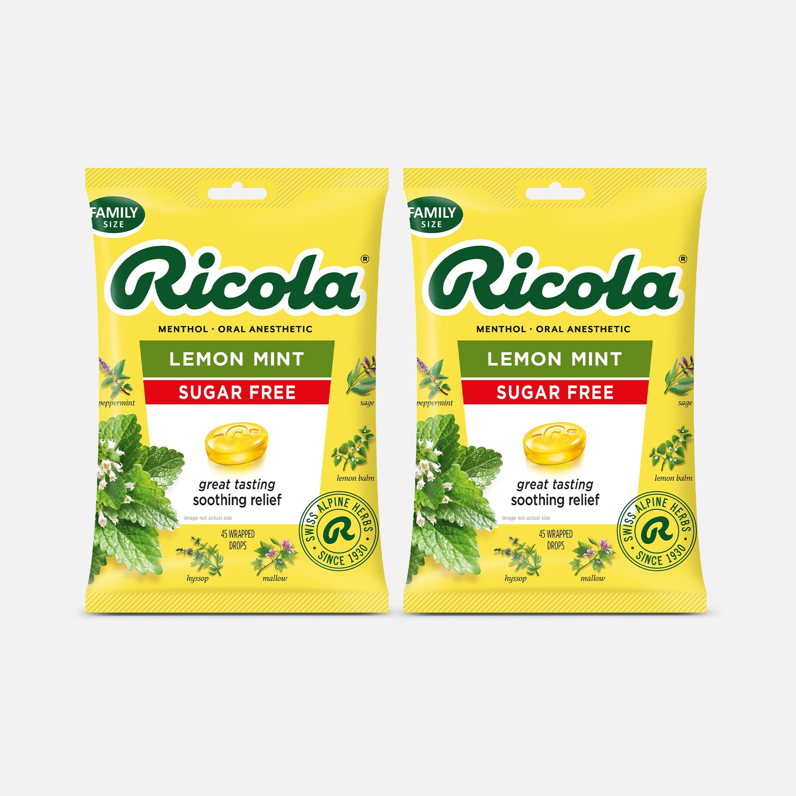 HSA Eligible Ricola Sugar Free Lemon Mint Throat Drops, 45 ct. (2-Pack ...