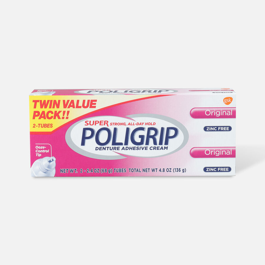 Super Poligrip Original Formula Zinc Free Denture Adhesive Cream - Twin ...