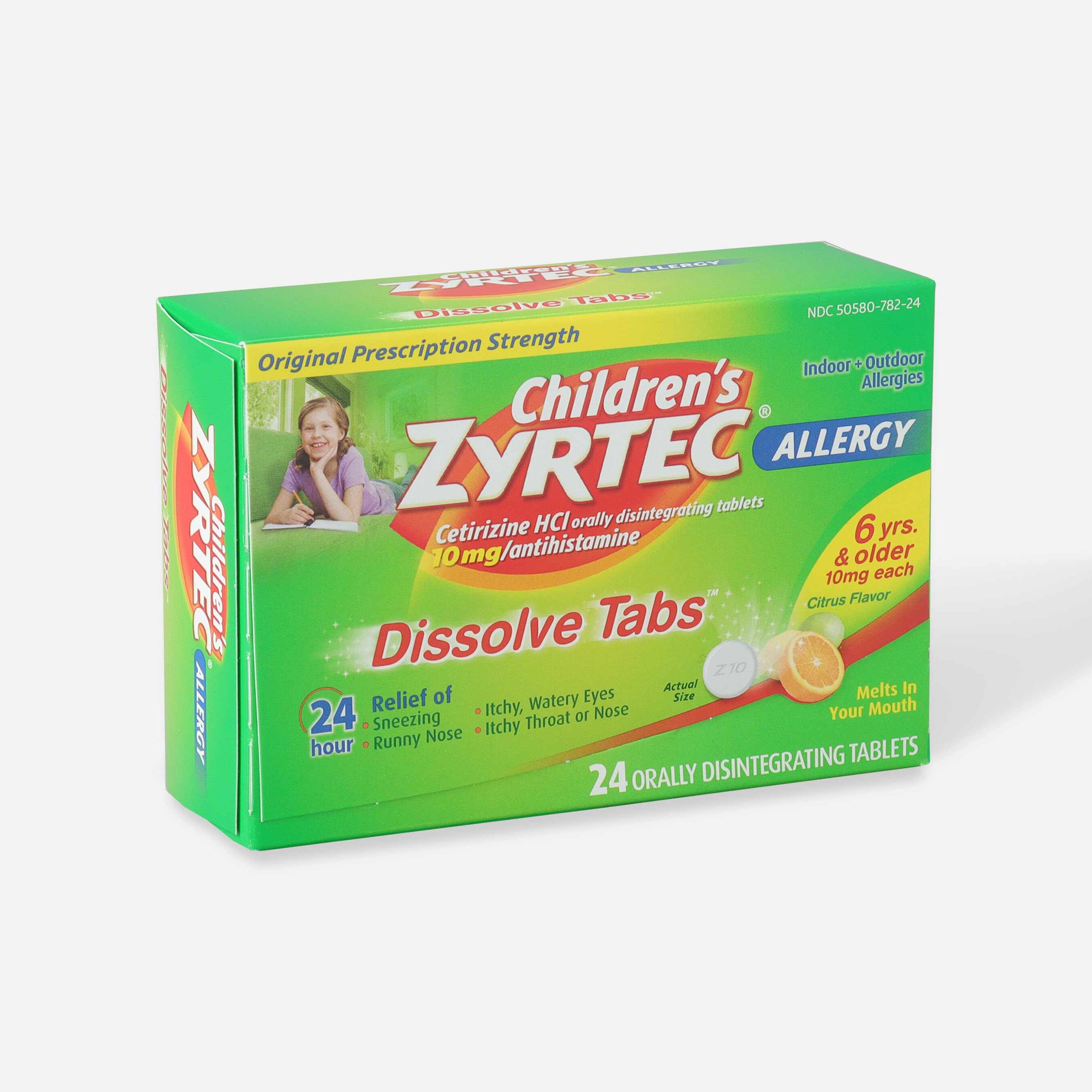 Children's Zyrtec 10mg Dissolve Tabs, Citrus Flavor, 24 ct
