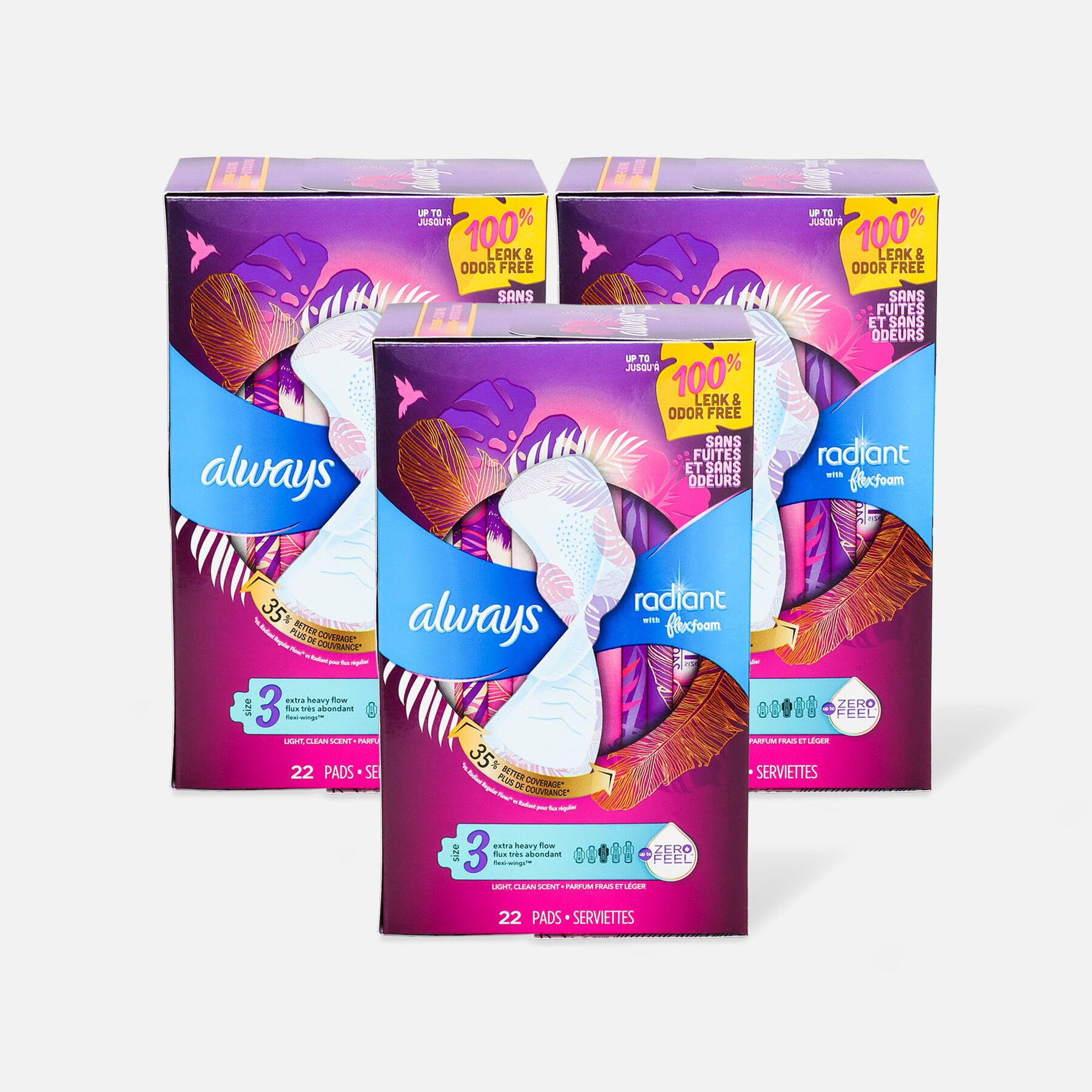 HSA Eligible Always Radiant FlexFoam Pads for Women Size 3, Extra Heavy ...