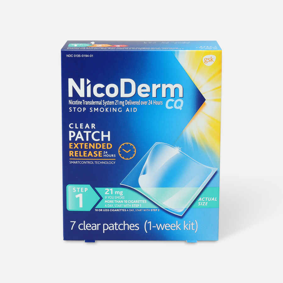 Nicoderm CQ Clear Patches, Step 1 to Quit Smoking, 21mg, 7 ct