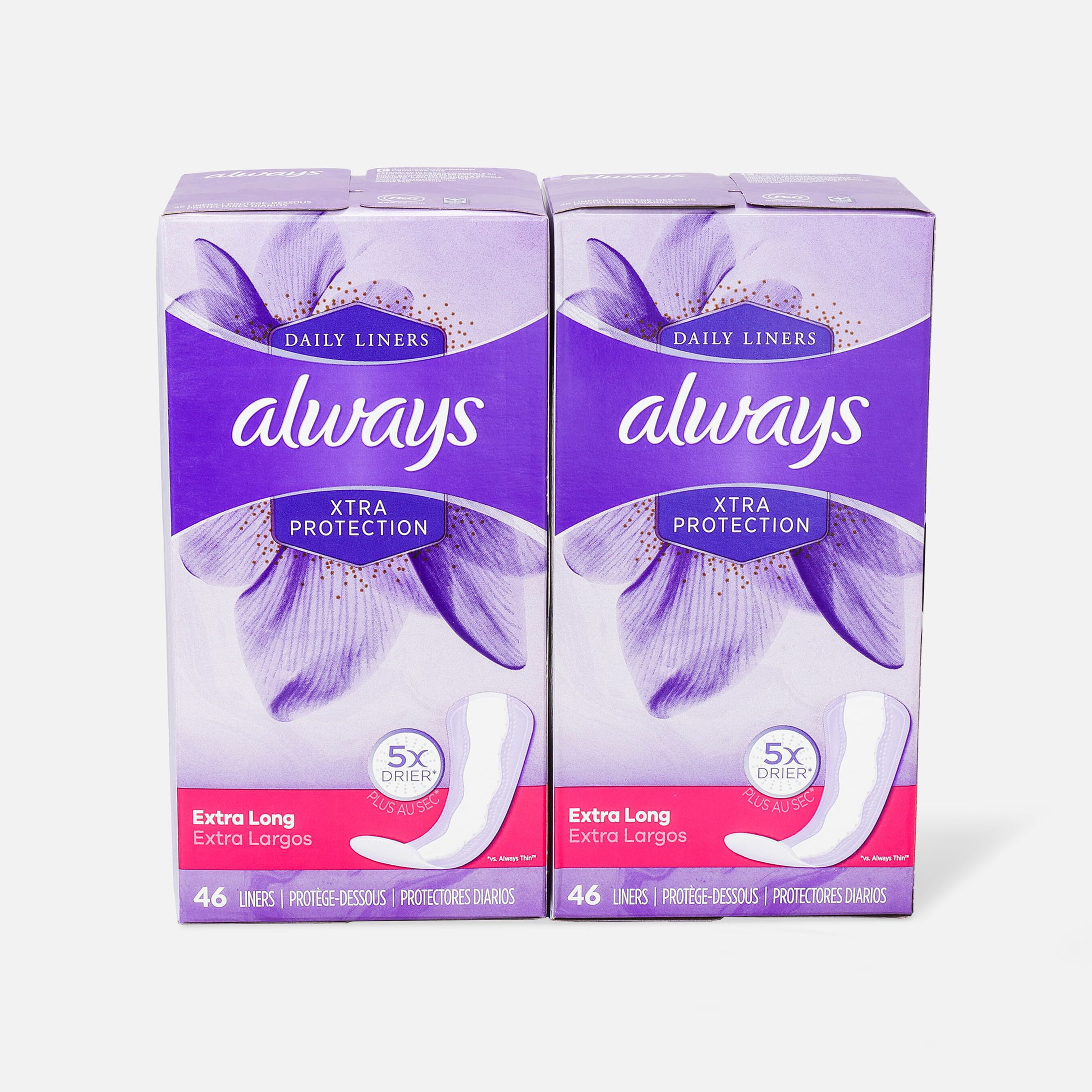 Always Anti-Bunch Xtra Protection Daily Liners Extra Long Unscented, 92 ...