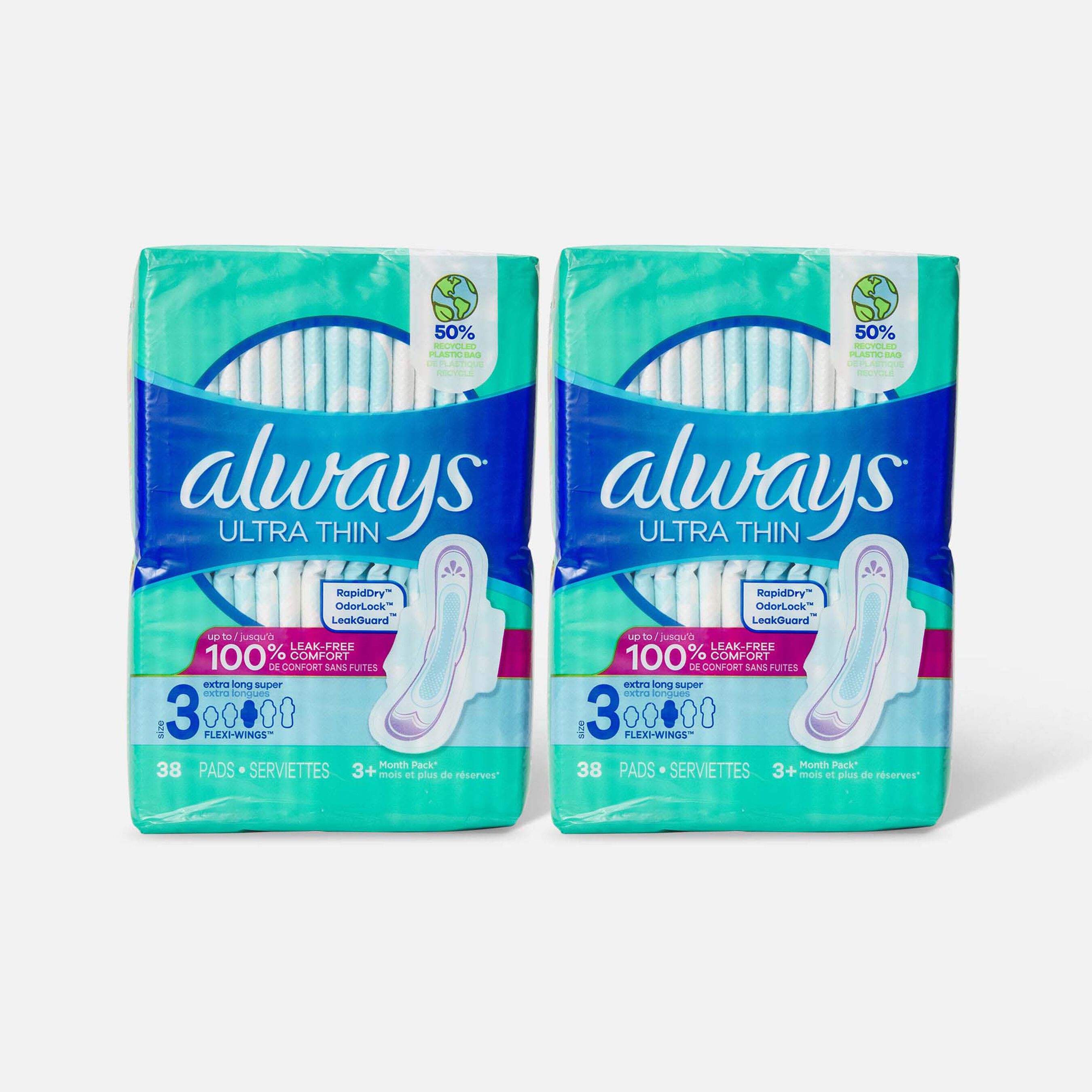 HSA Eligible Always Ultra Thin Pads Extra Long Super Absorbency ...