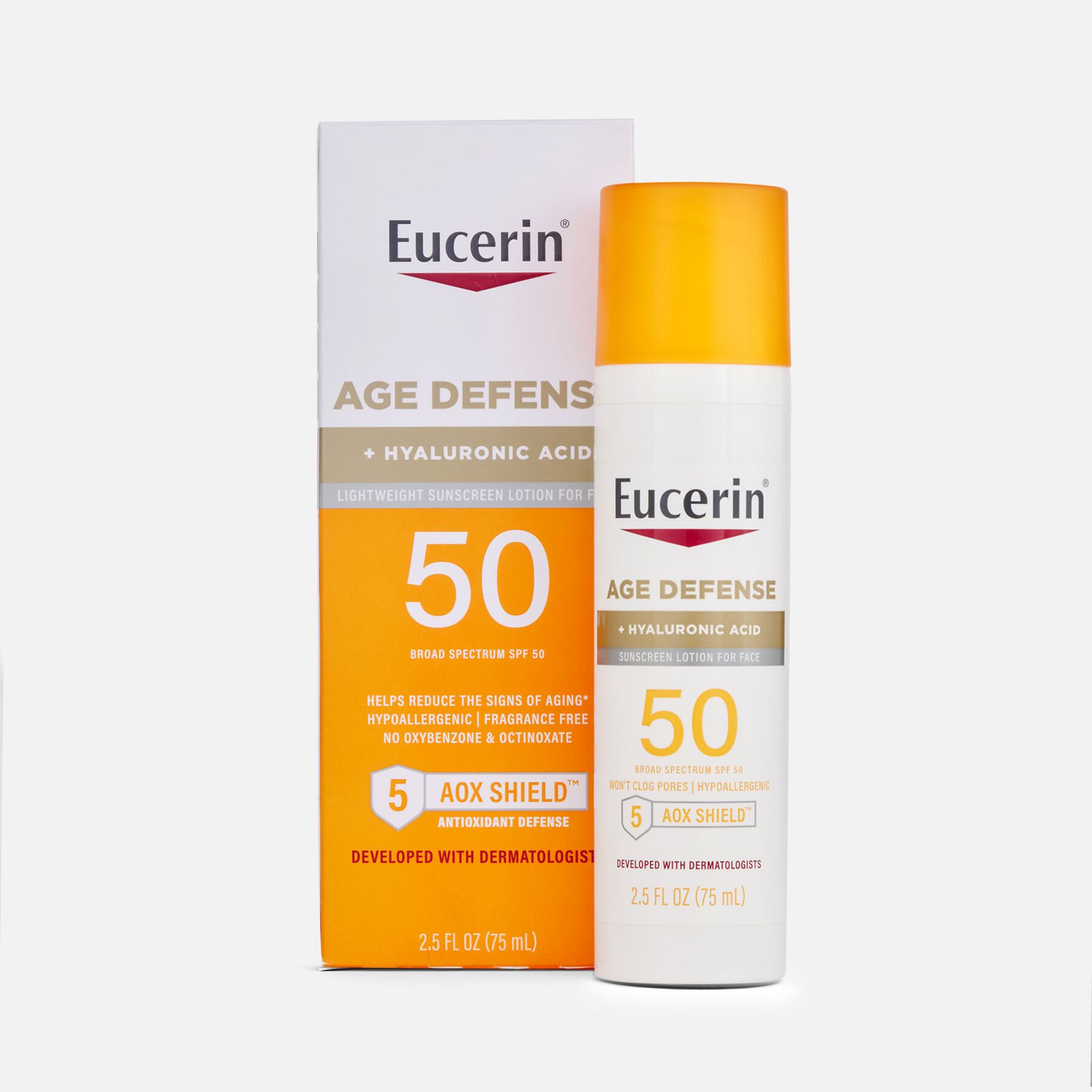 HSA Eligible Eucerin Sun Age Defense Face Sunscreen Lotion, SPF 50, 2.5 ...