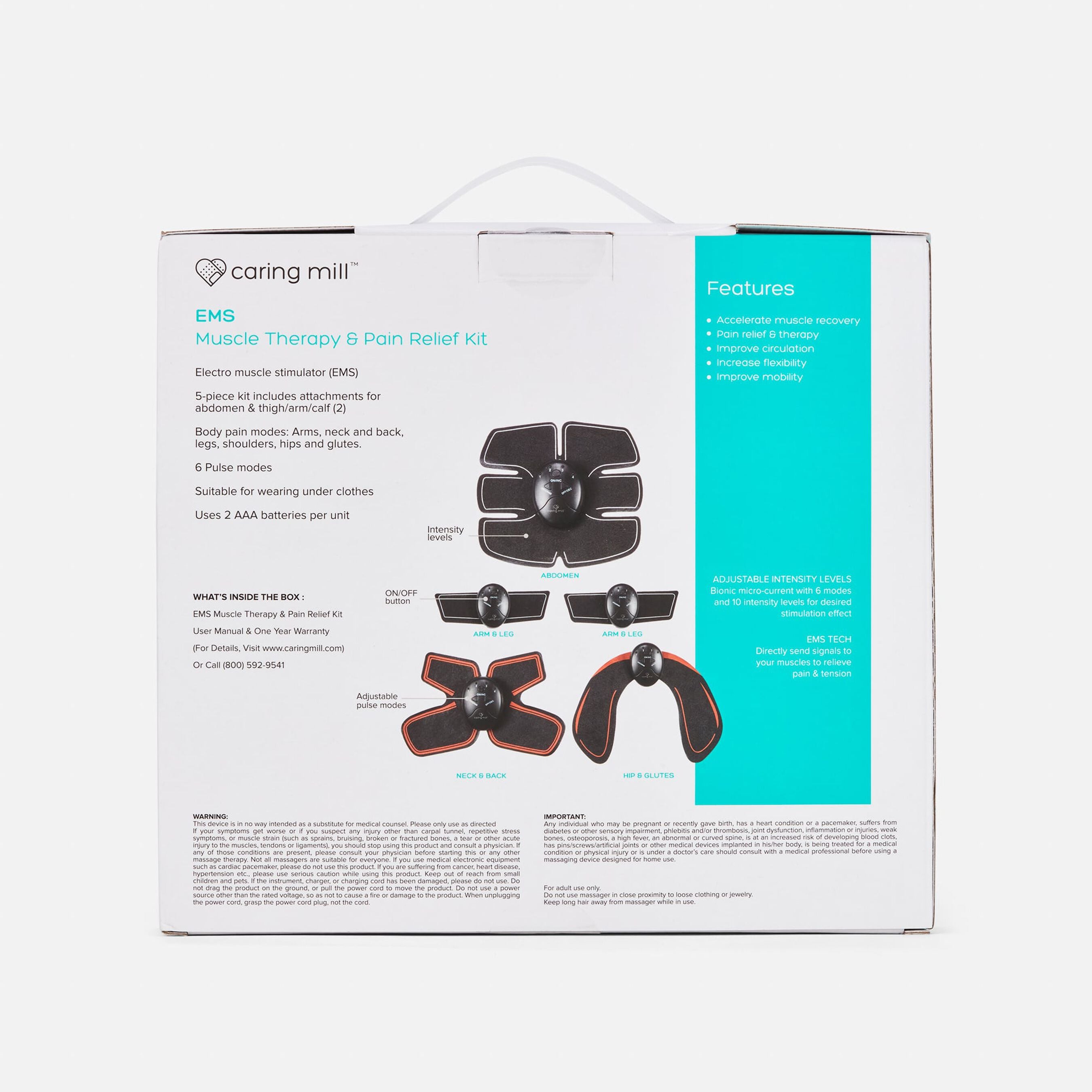 HSA Eligible Caring Mill™ Muscle & Body Pain Relief EMS/Tens Unit Kit ...