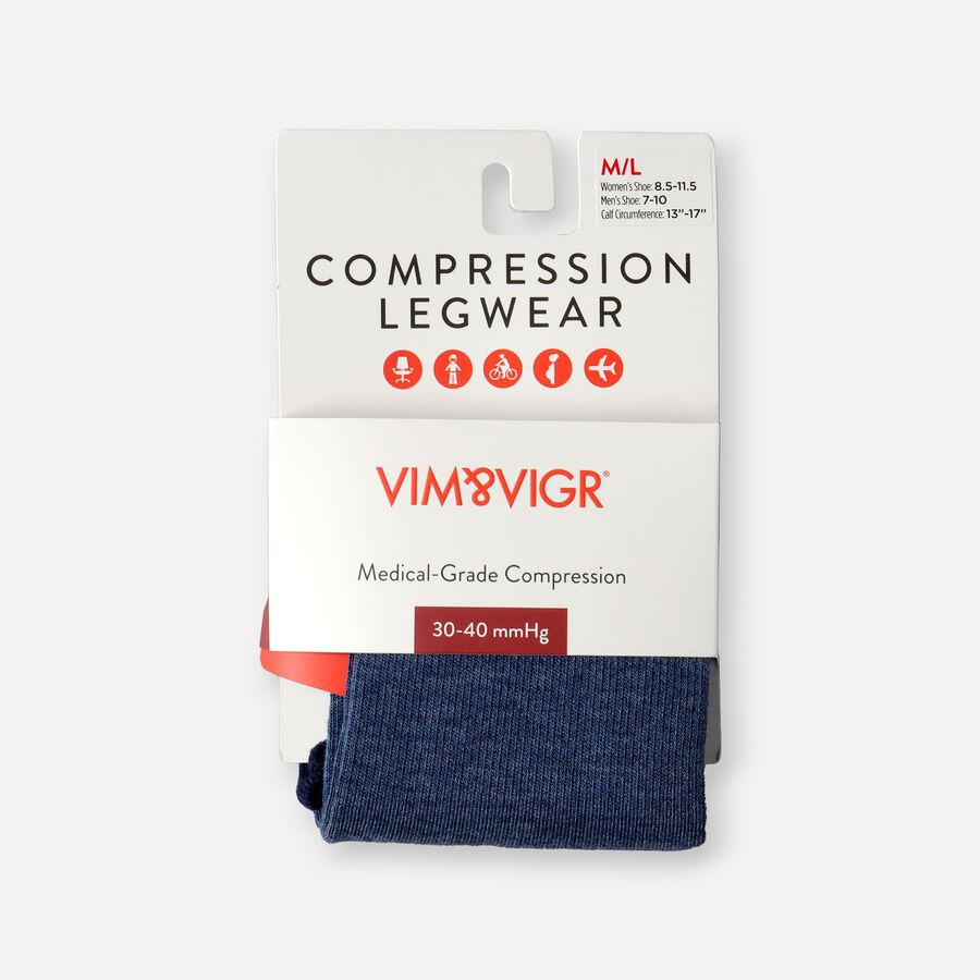 VIM & VIGR Cotton Socks, Heathered Collection Navy, 30-40 mmHg
