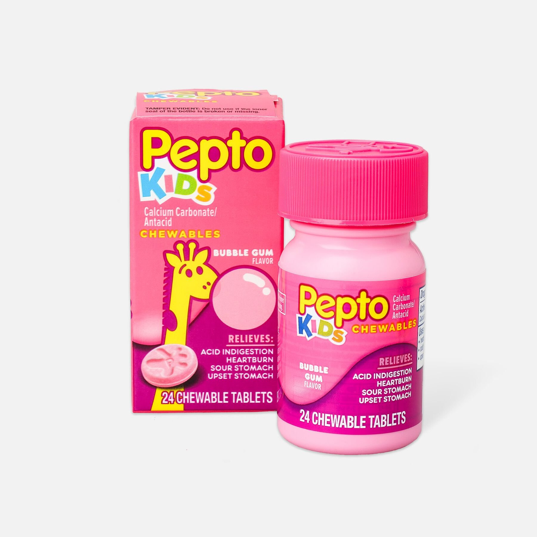 HSA Eligible Pepto Kids Antacid Chewable Tablets, Bubble Gum, 24 ct ...