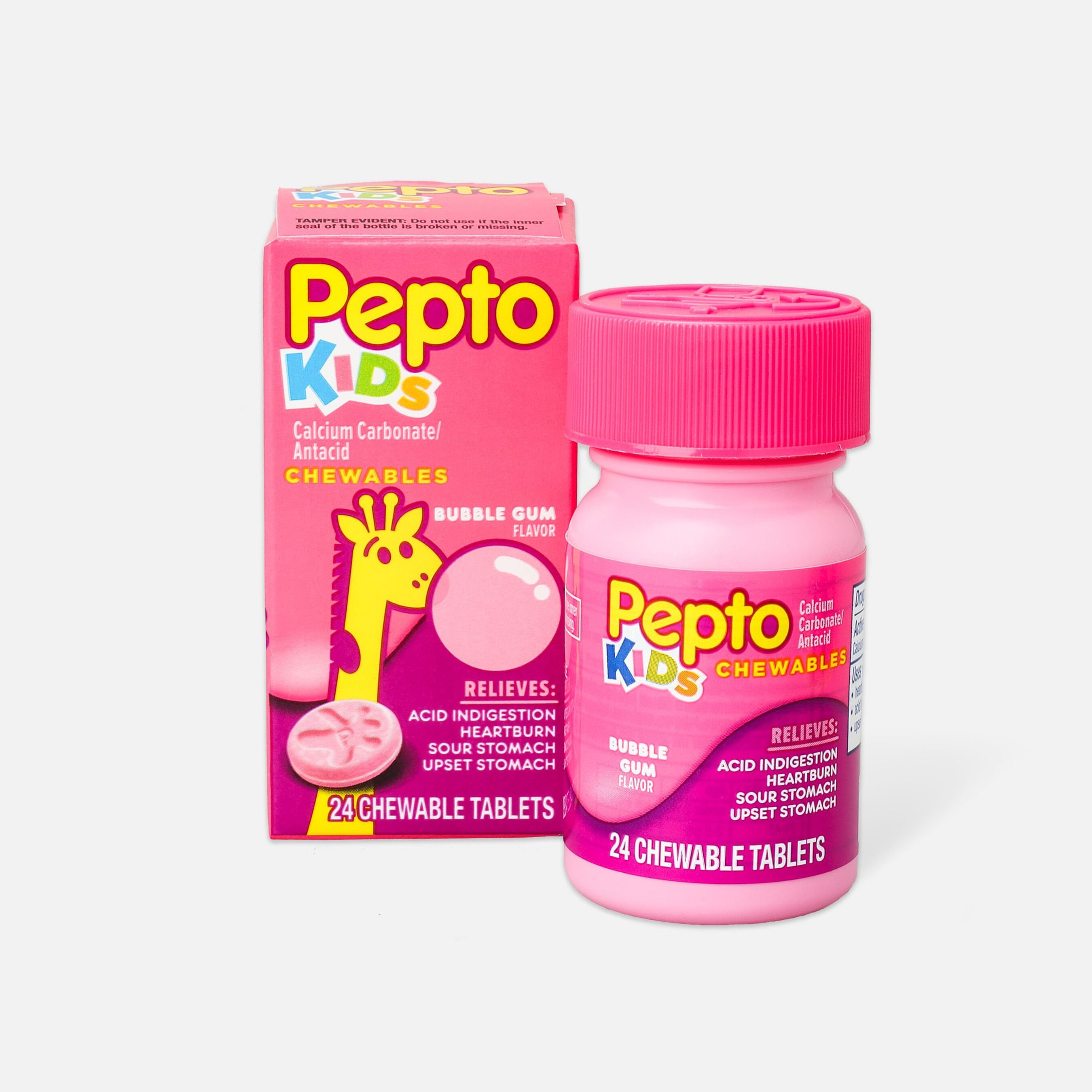 HSA Eligible Pepto Kids Antacid Chewable Tablets, Bubble Gum, 24 ct ...