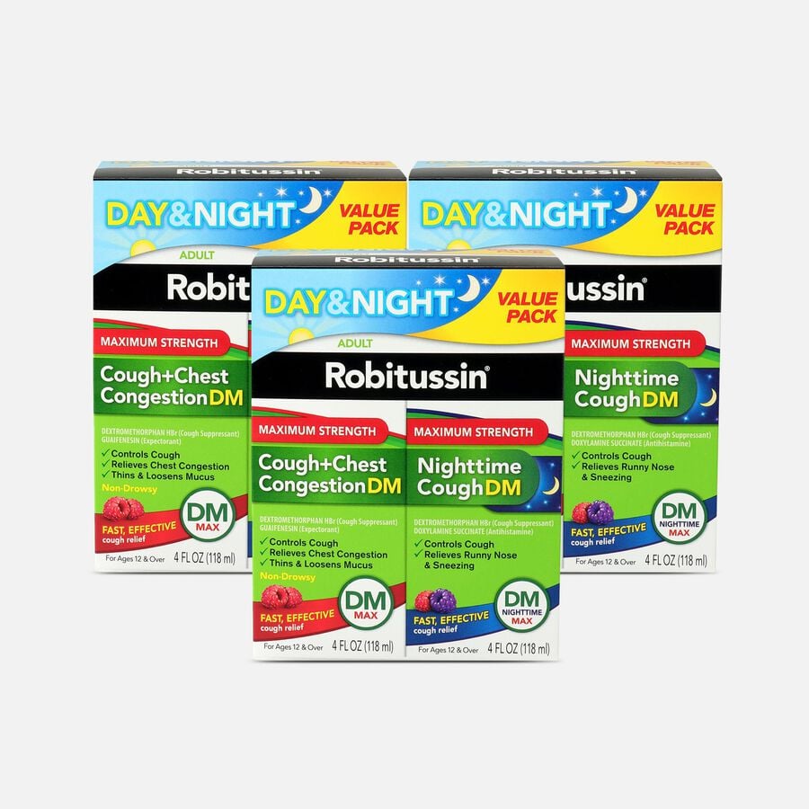 HSA Eligible Robitussin Maximum Strength Day & Night Cough + Chest ...