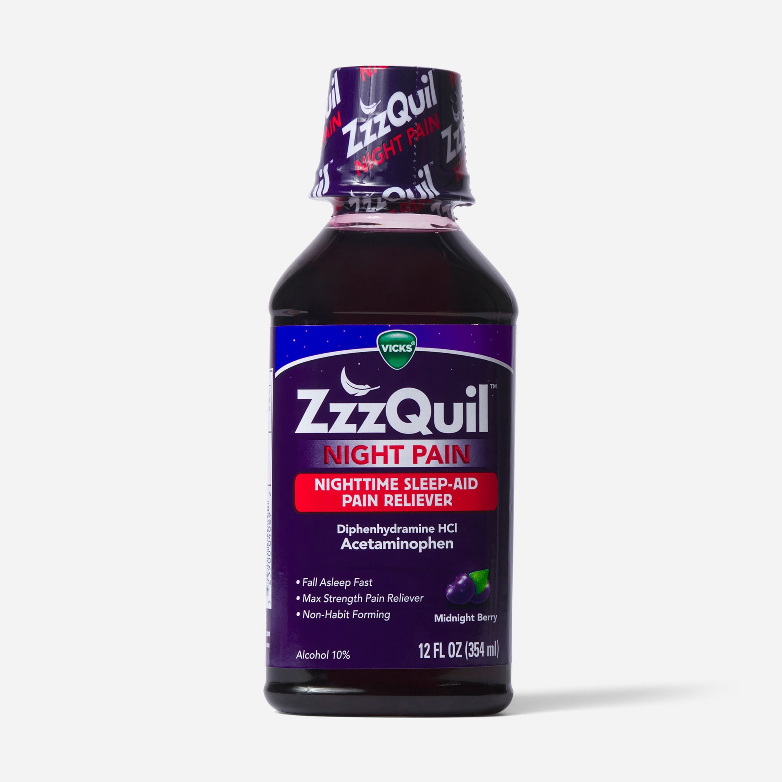 HSA Eligible Vicks ZzzQuil Night Pain & Sleep Aid, Midnight Berry, 12 ...