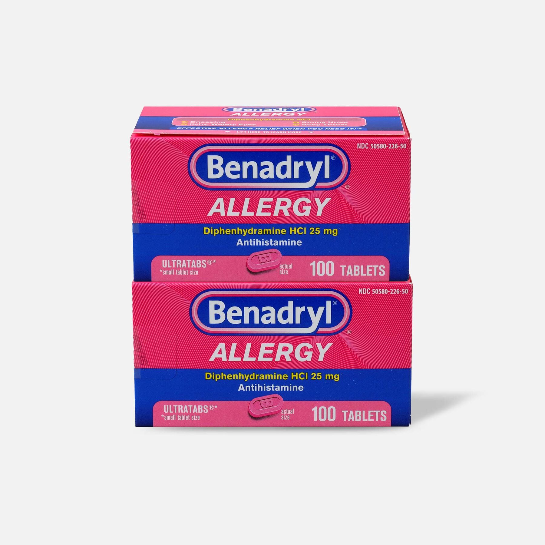 HSA Eligible Benadryl Ultra Allergy Relief Tablets, 100 ct. (2-Pack ...