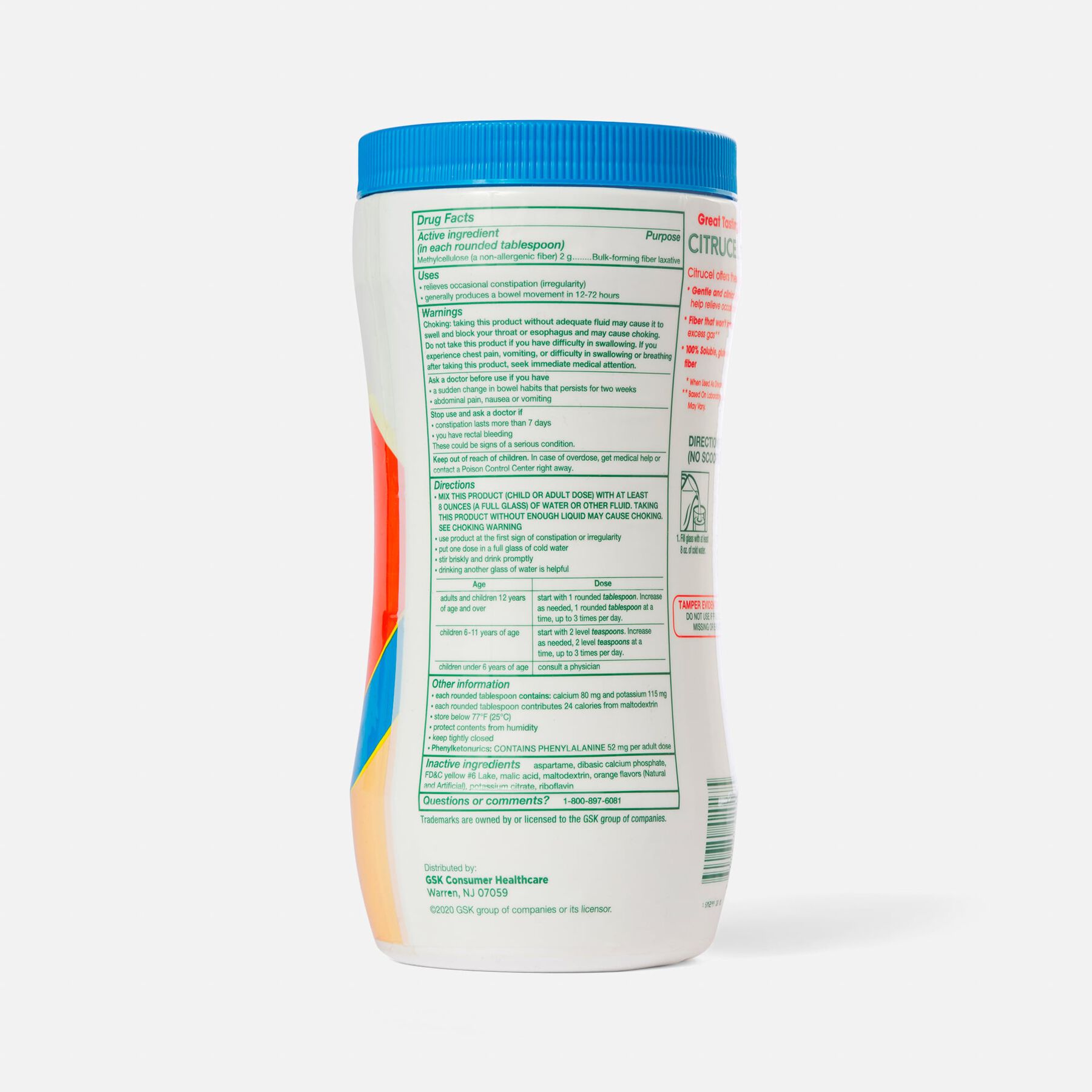 HSA Eligible Citrucel Sugar Free Orange Flavor Methylcellulose, Fiber ...