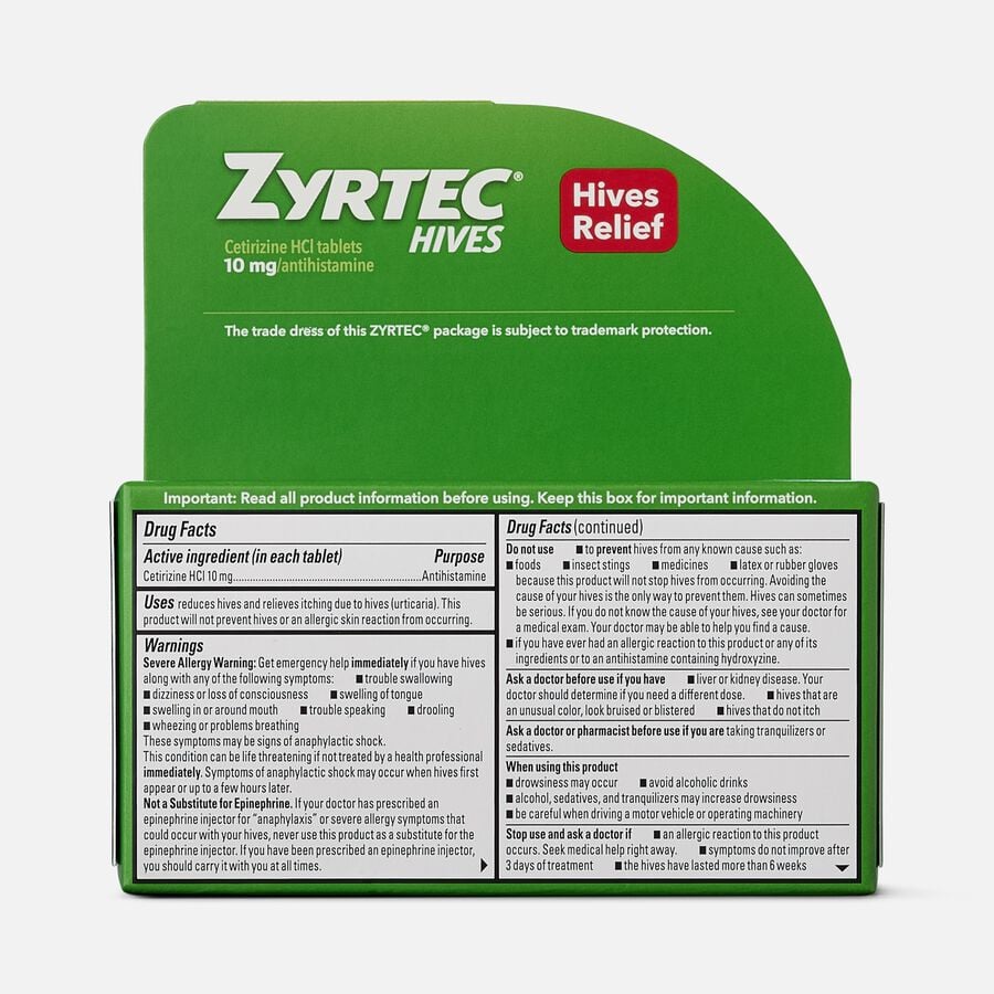 HSA Eligible Zyrtec Hives Itch Relief 10 MG Tablets, 30 ct. | HSA Eligible