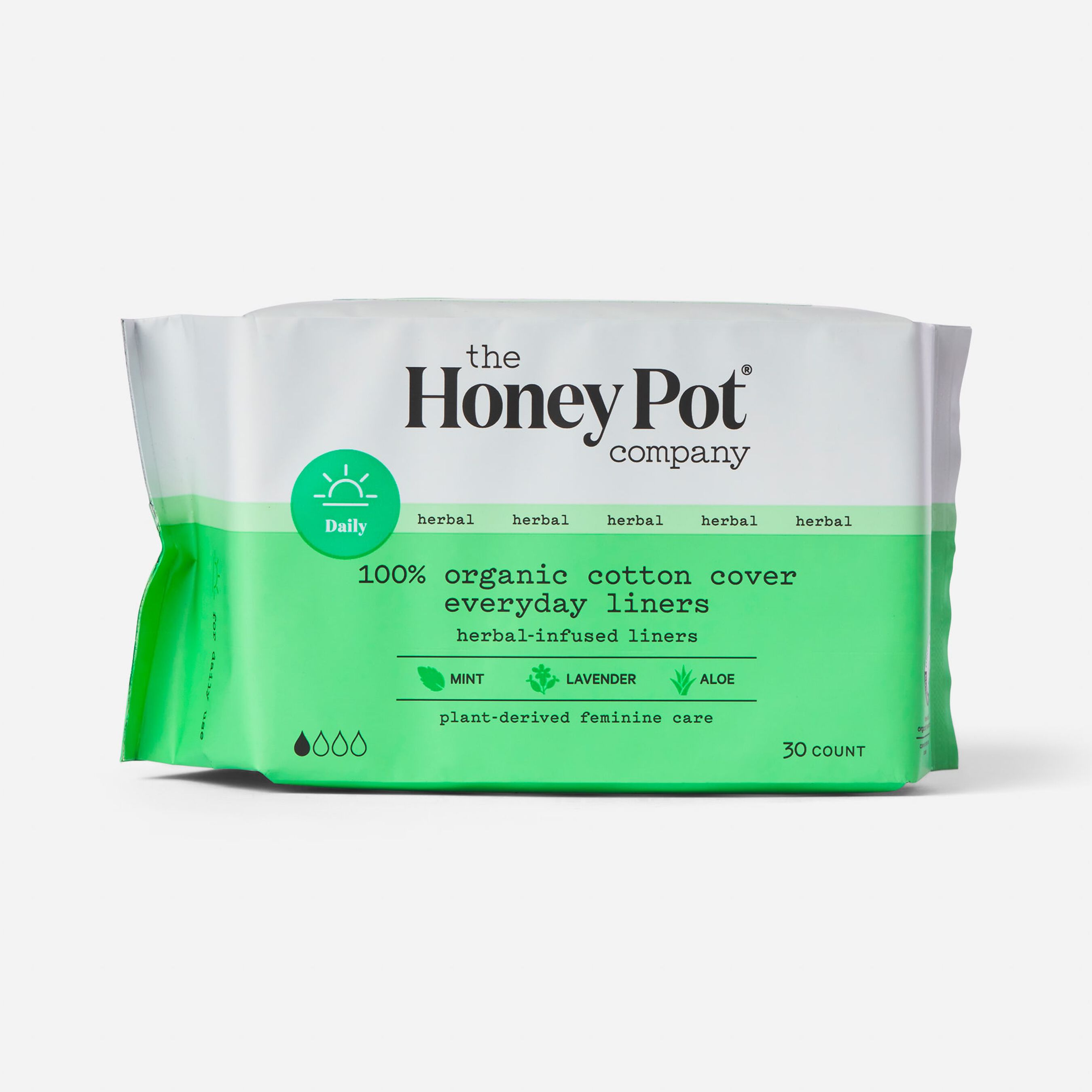 The Honey Pot Everyday Herbal Pantiliners, 30 ct