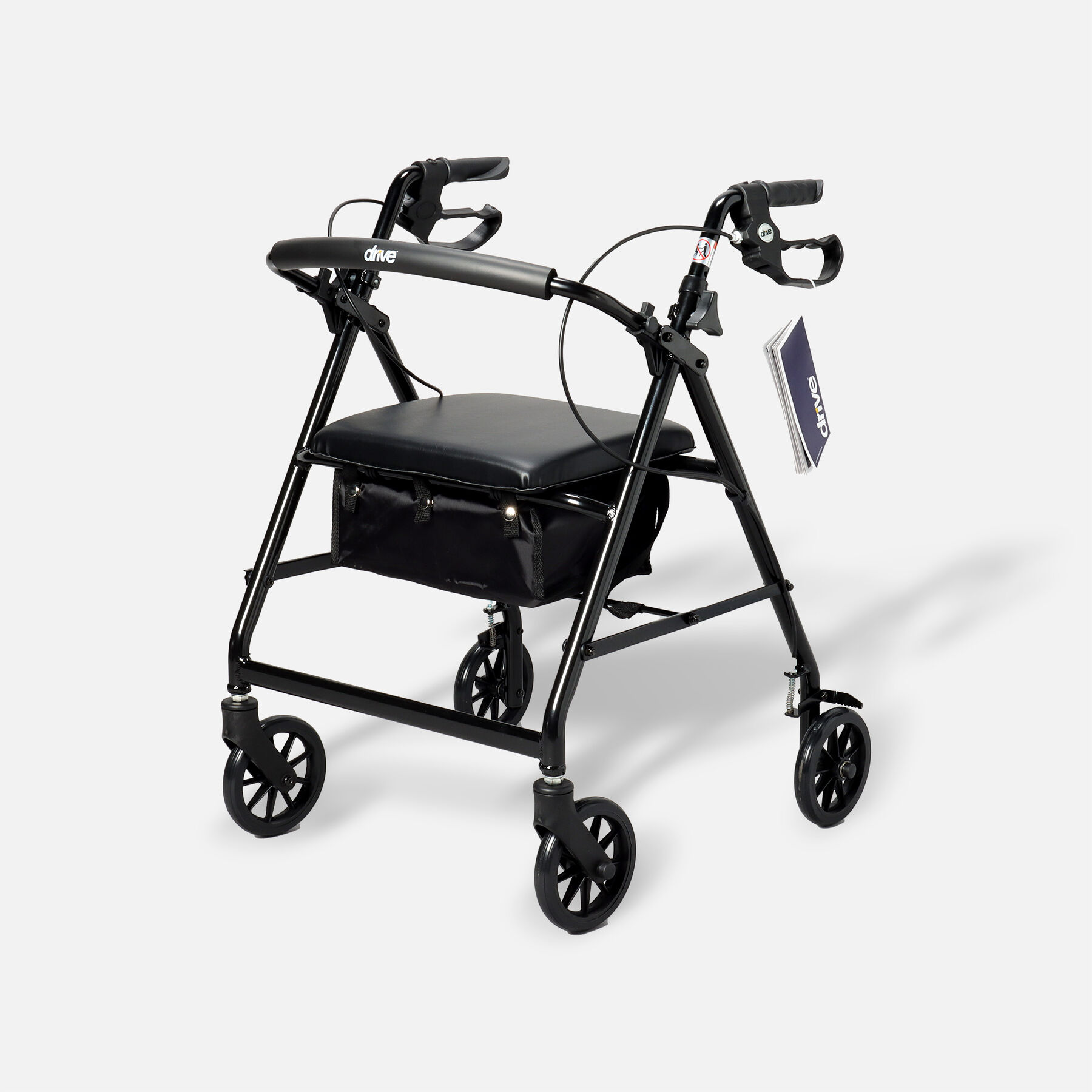 Drive Aluminum Rollator with Fold Up and Removable Back Support, 6" Casters