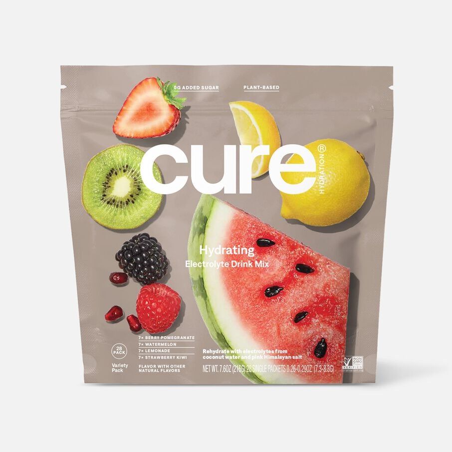 HSA Eligible Cure Hydrating Electrolyte Drink Mix Pouches, Strawberry ...