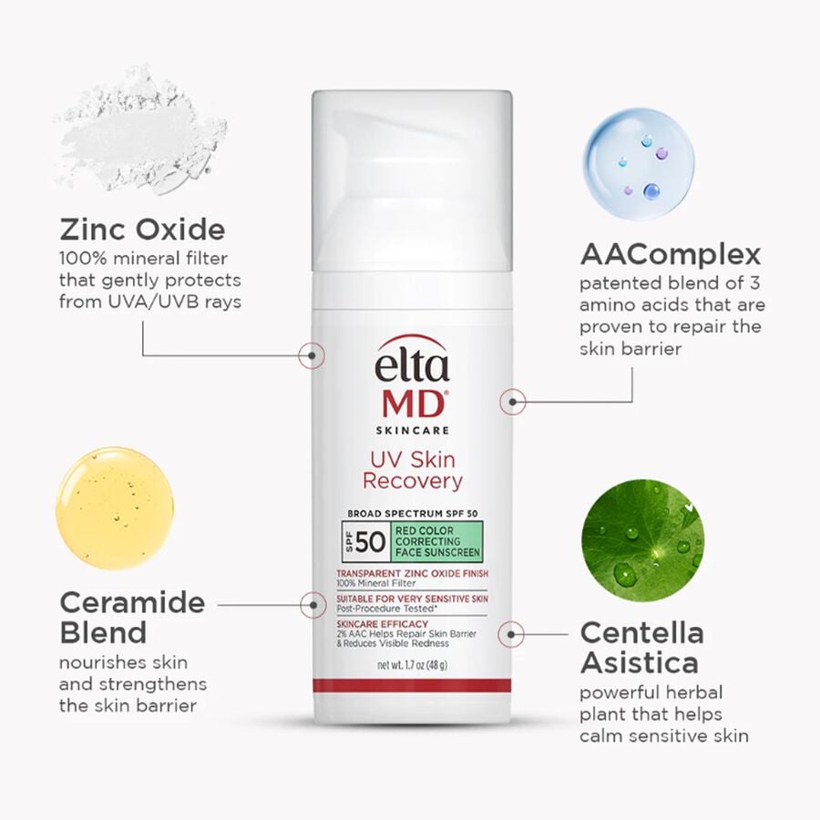 HSA Eligible EltaMD UV Skin Recovery Red Color Correcting Green Tint ...
