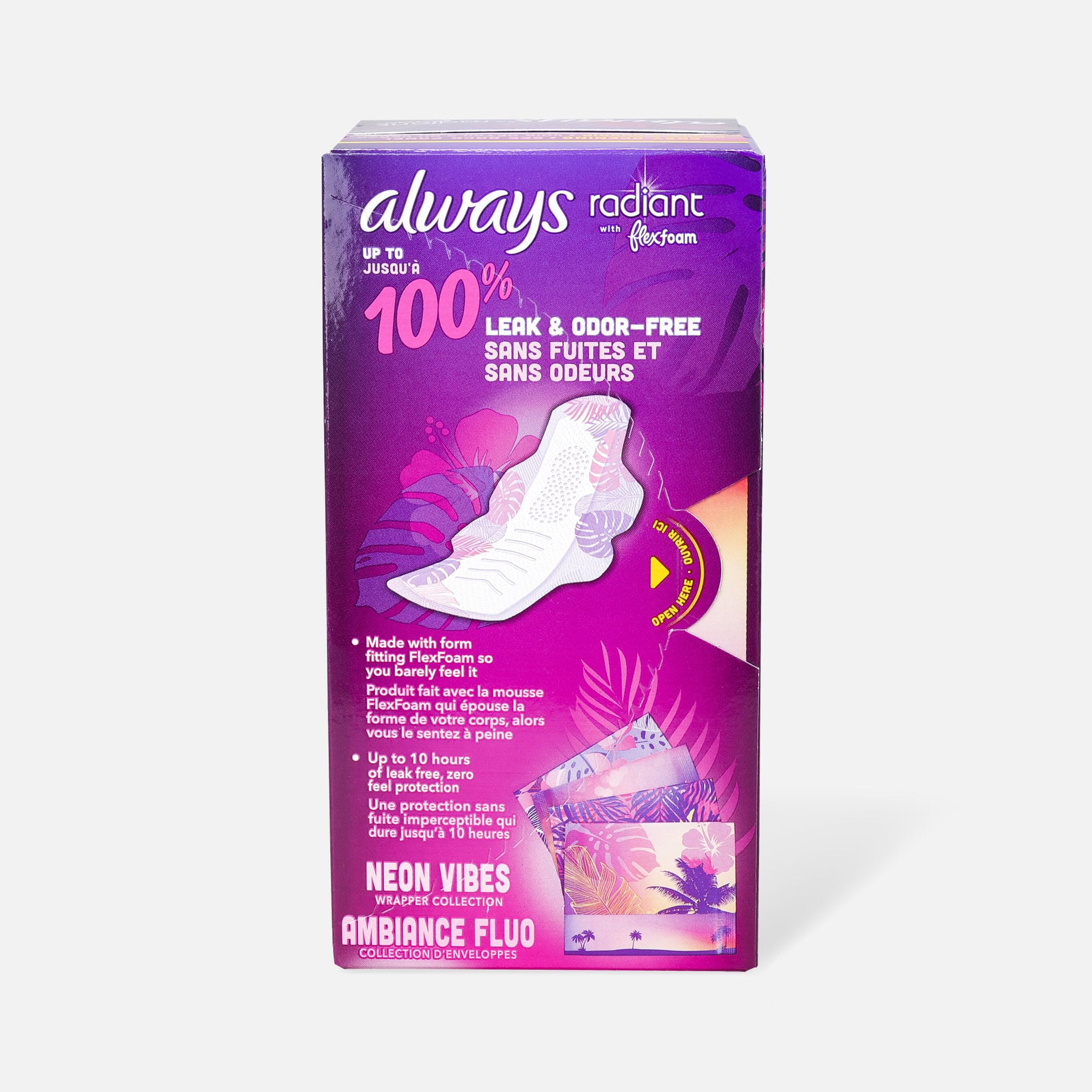 HSA Eligible Always Radiant FlexFoam Pads for Women Size 2, Heavy Flow ...