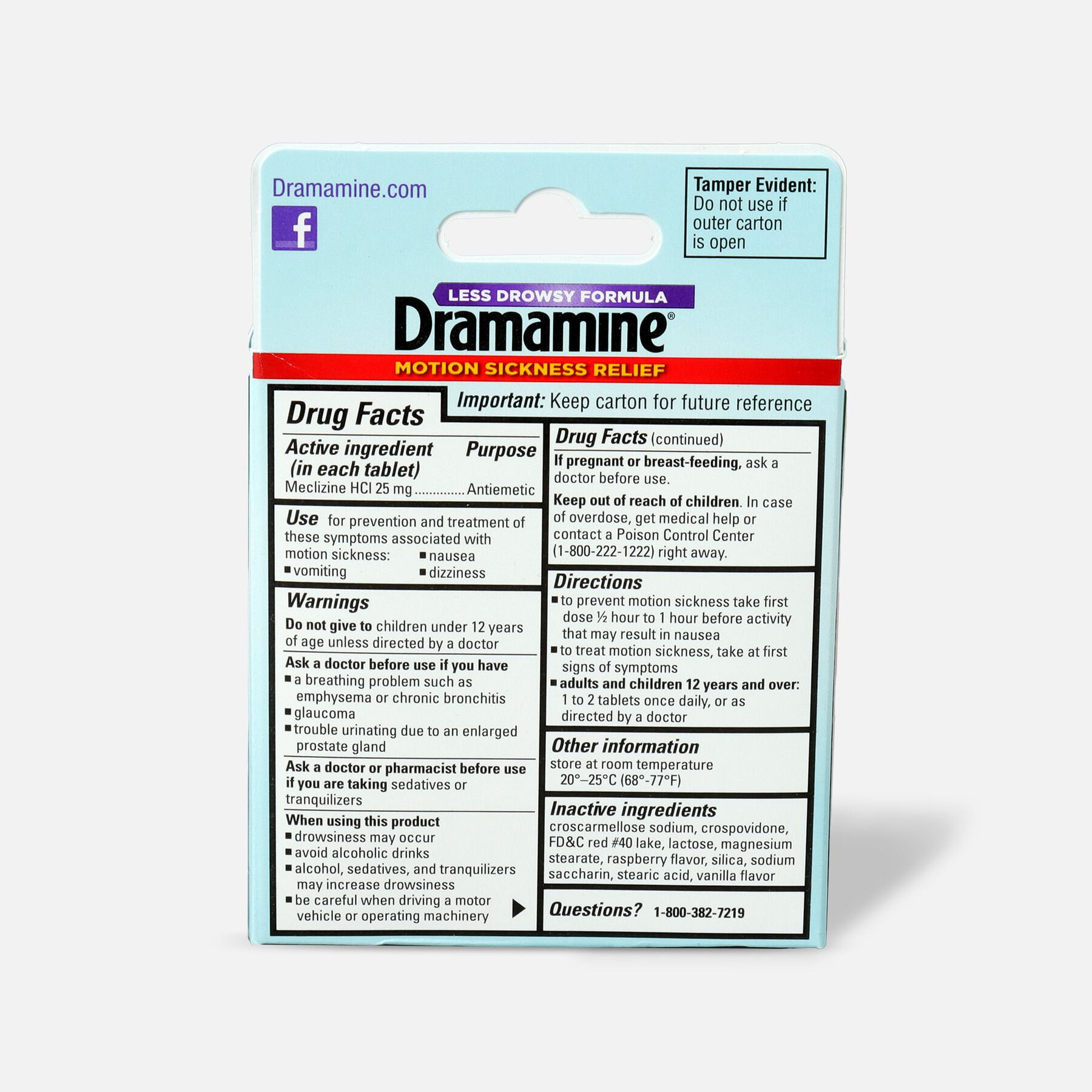 Dramamine Motion Sickness Relief Tablets, Less Drowsy Formula, 8 ct