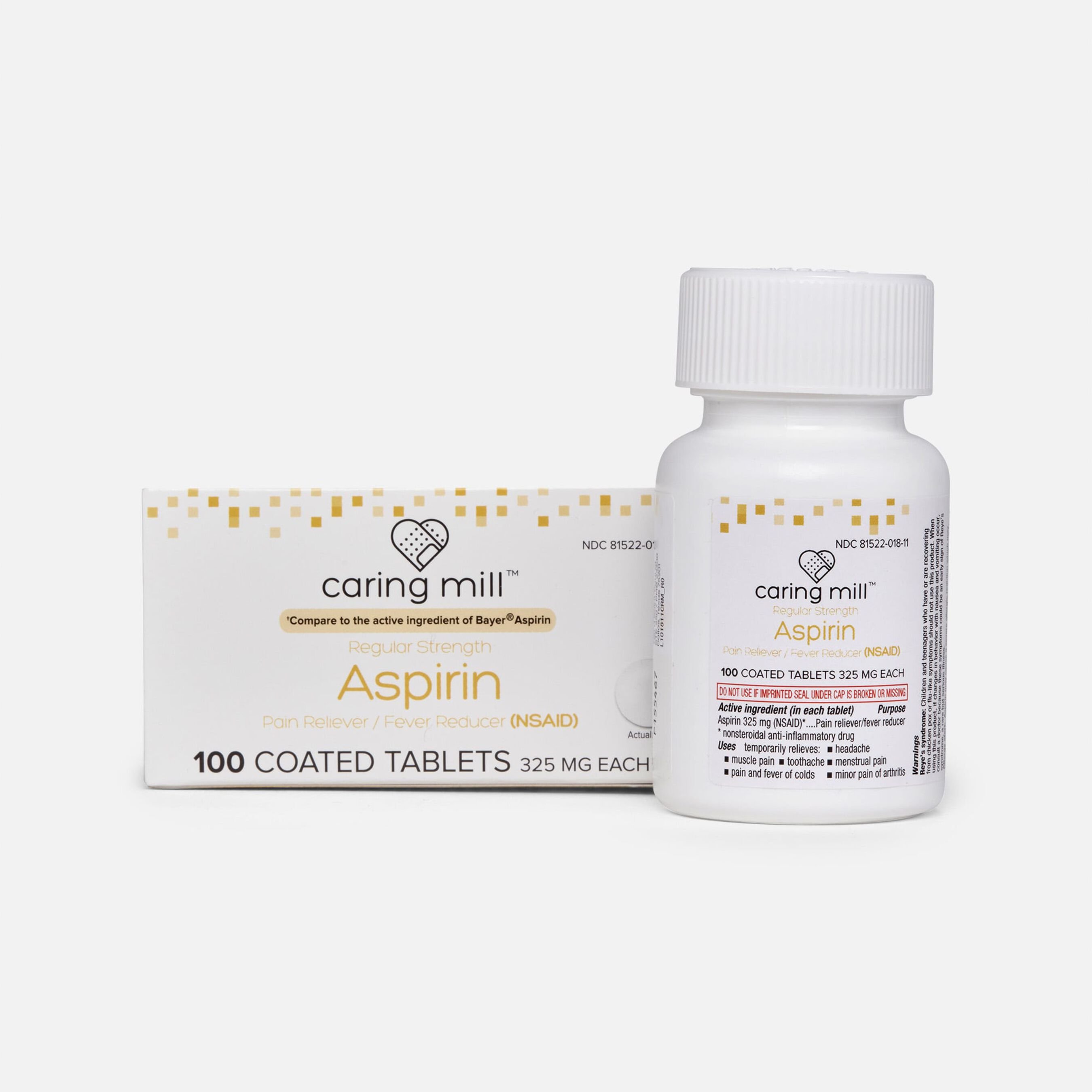 HSA Eligible Caring Mill™ Aspirin Pain Reliever/ Fever Reducer (NSAID ...