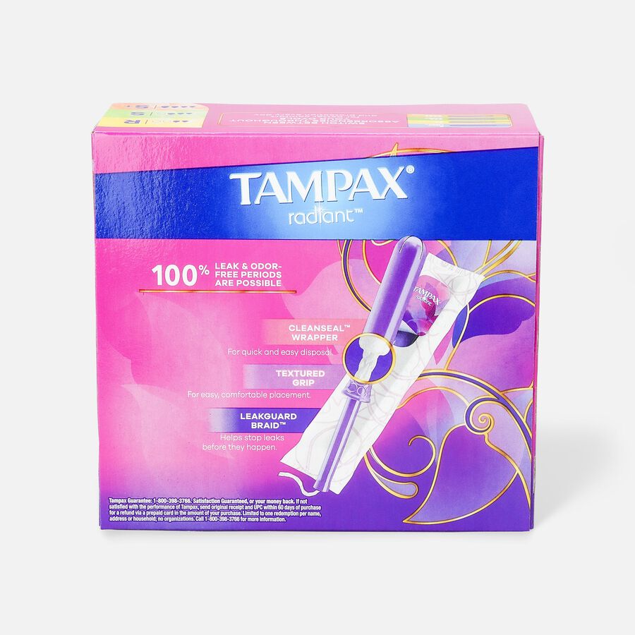 Tampax Radiant Tampons Trio Pack, Regular/Super/Super Plus Absorbency ...