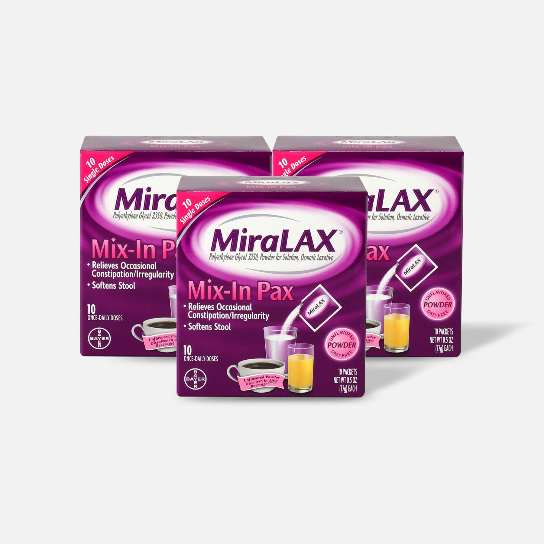 HSA Eligible MiraLAX Laxative Powder for Solution - 10 ct. (3-Pack ...