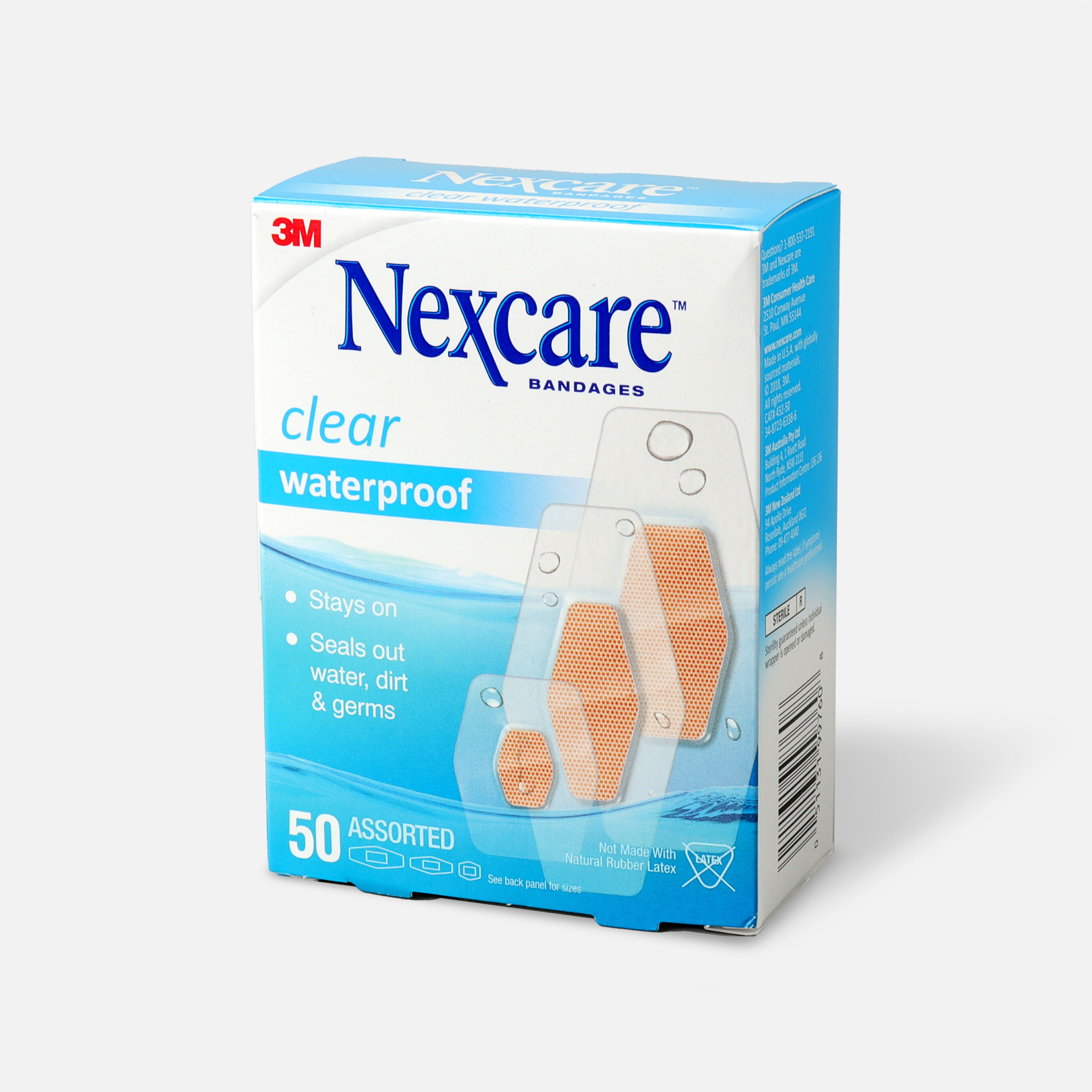 Nexcare Waterproof Clear Bandage, Assorted Sizes