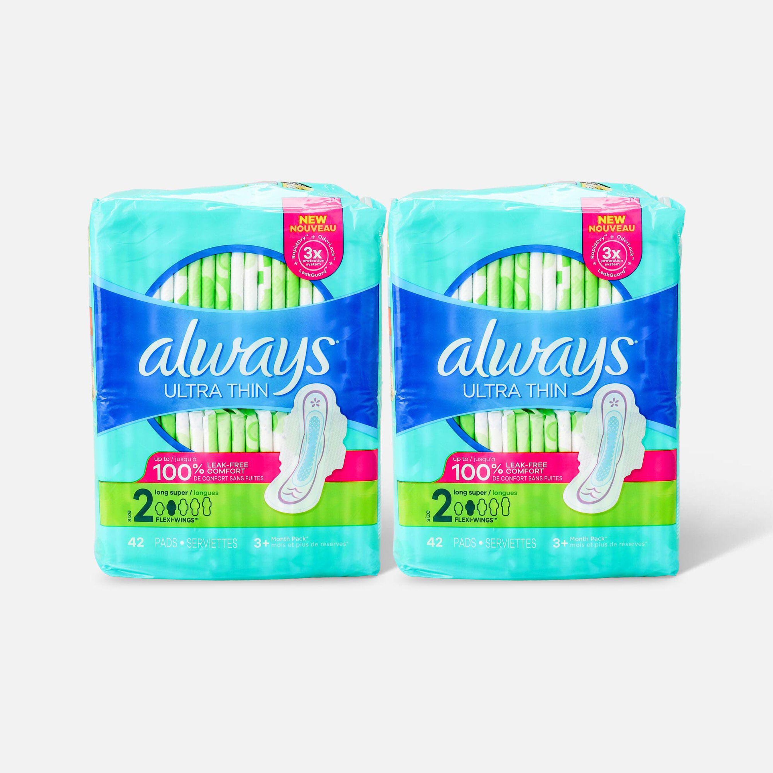 HSA Eligible Always Ultra Thin Pads Long Super Absorbency Unscented ...