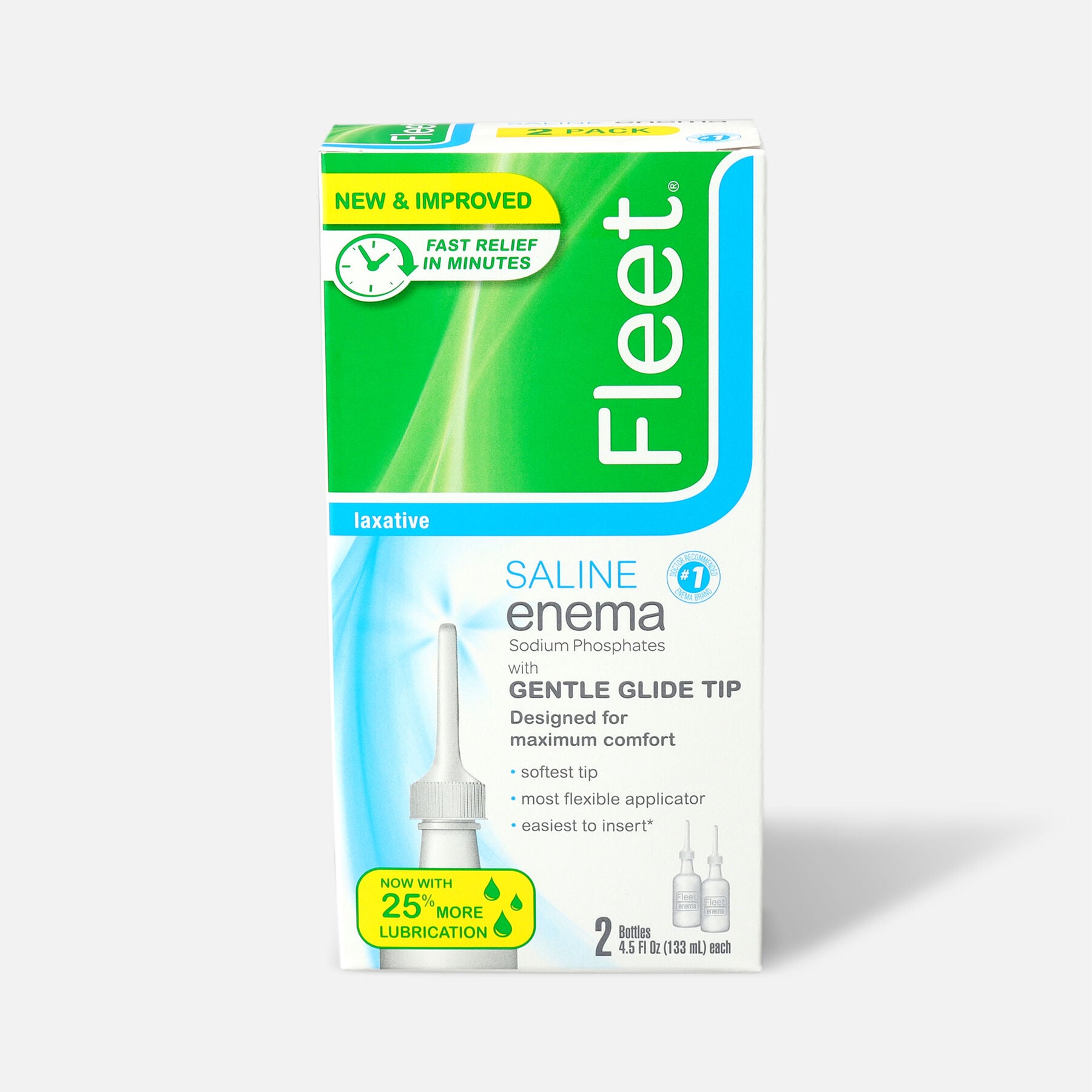 Fleet Enema, Ready-to-Use Saline Laxative, Twin Pack, 1 ea